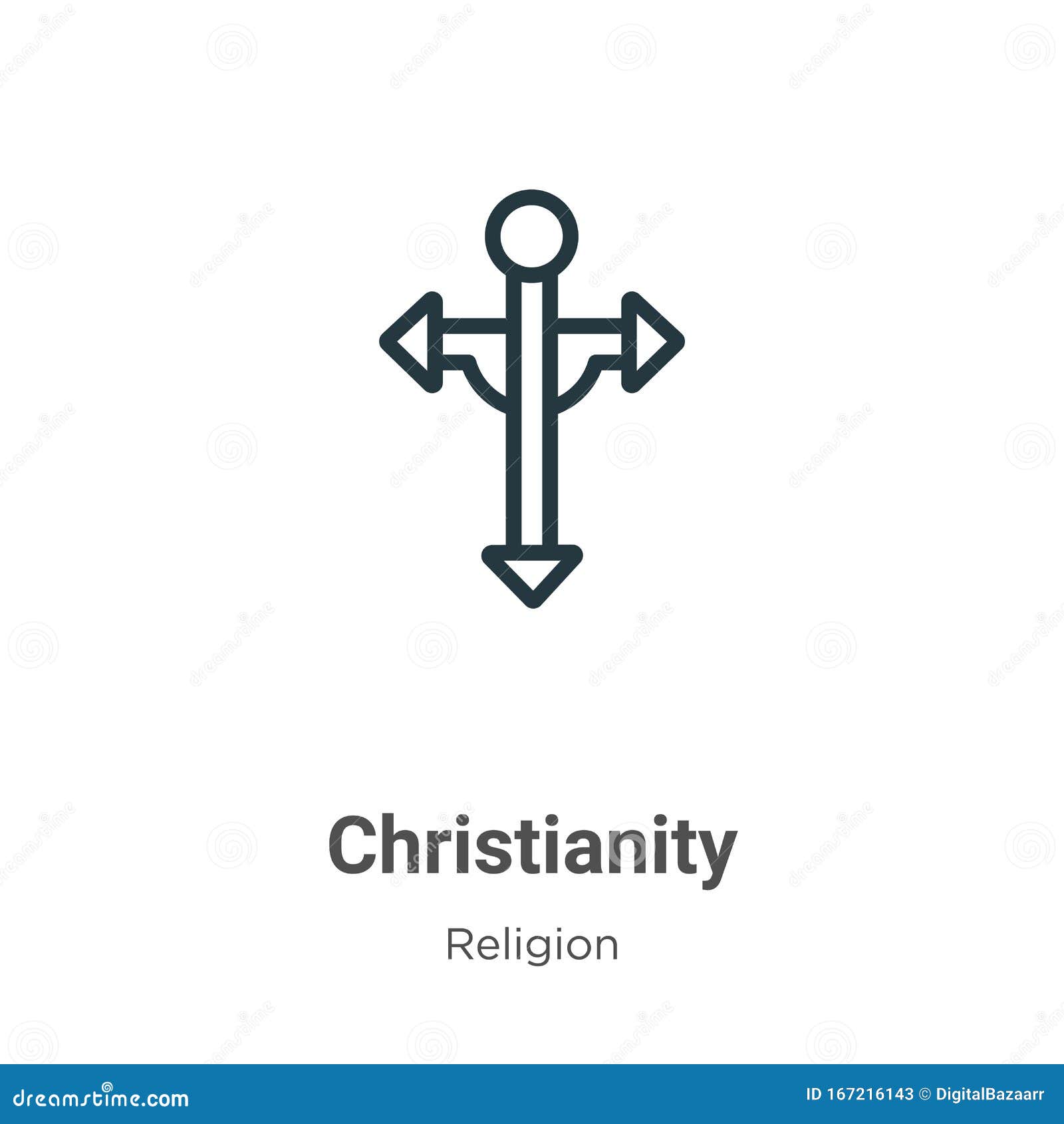 Christianity Outline Icon Set With Faith, Bible, Crucifixion , Baptism ...