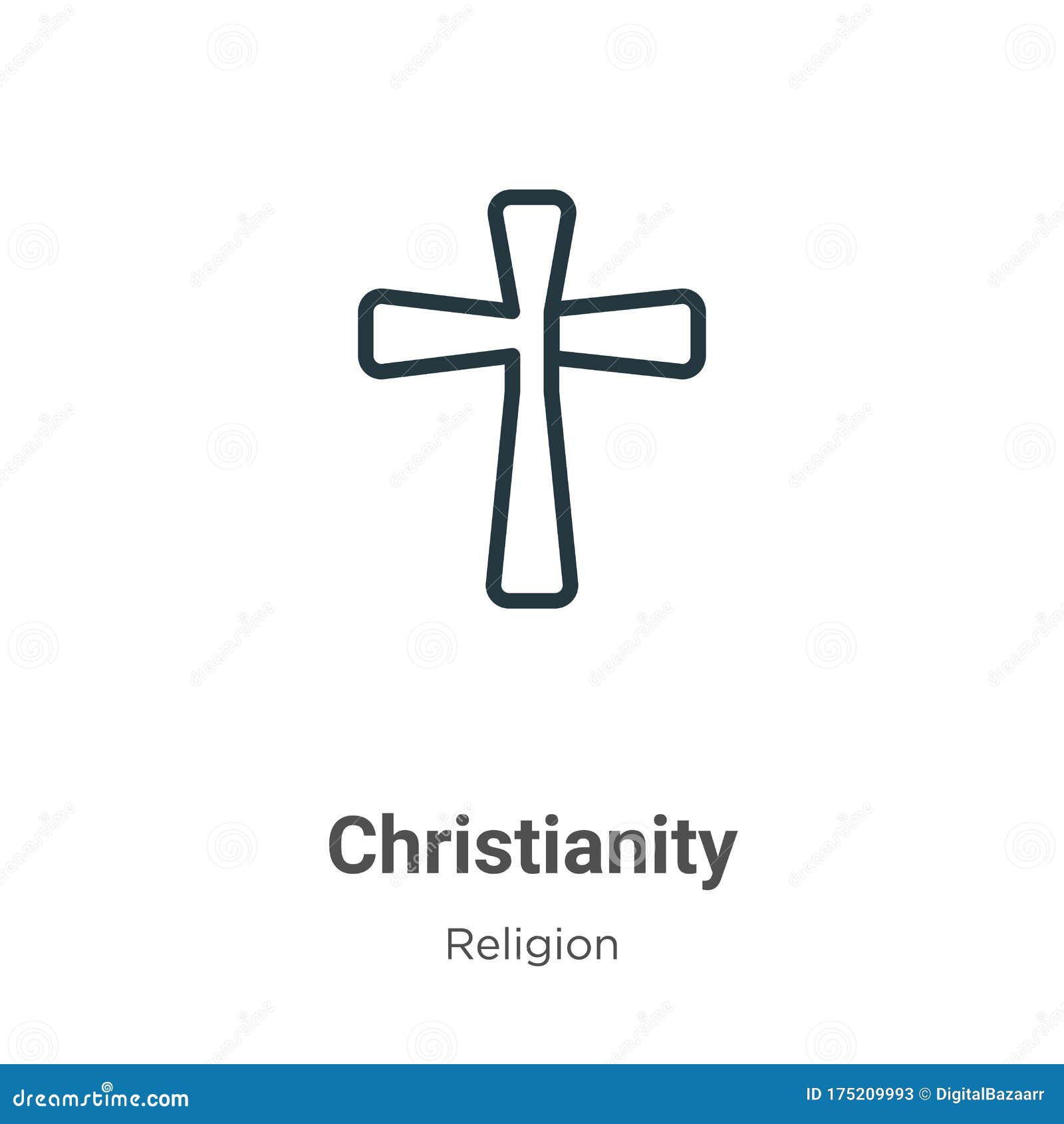 Christianity Outline Icon Set With Faith, Bible, Crucifixion , Baptism ...