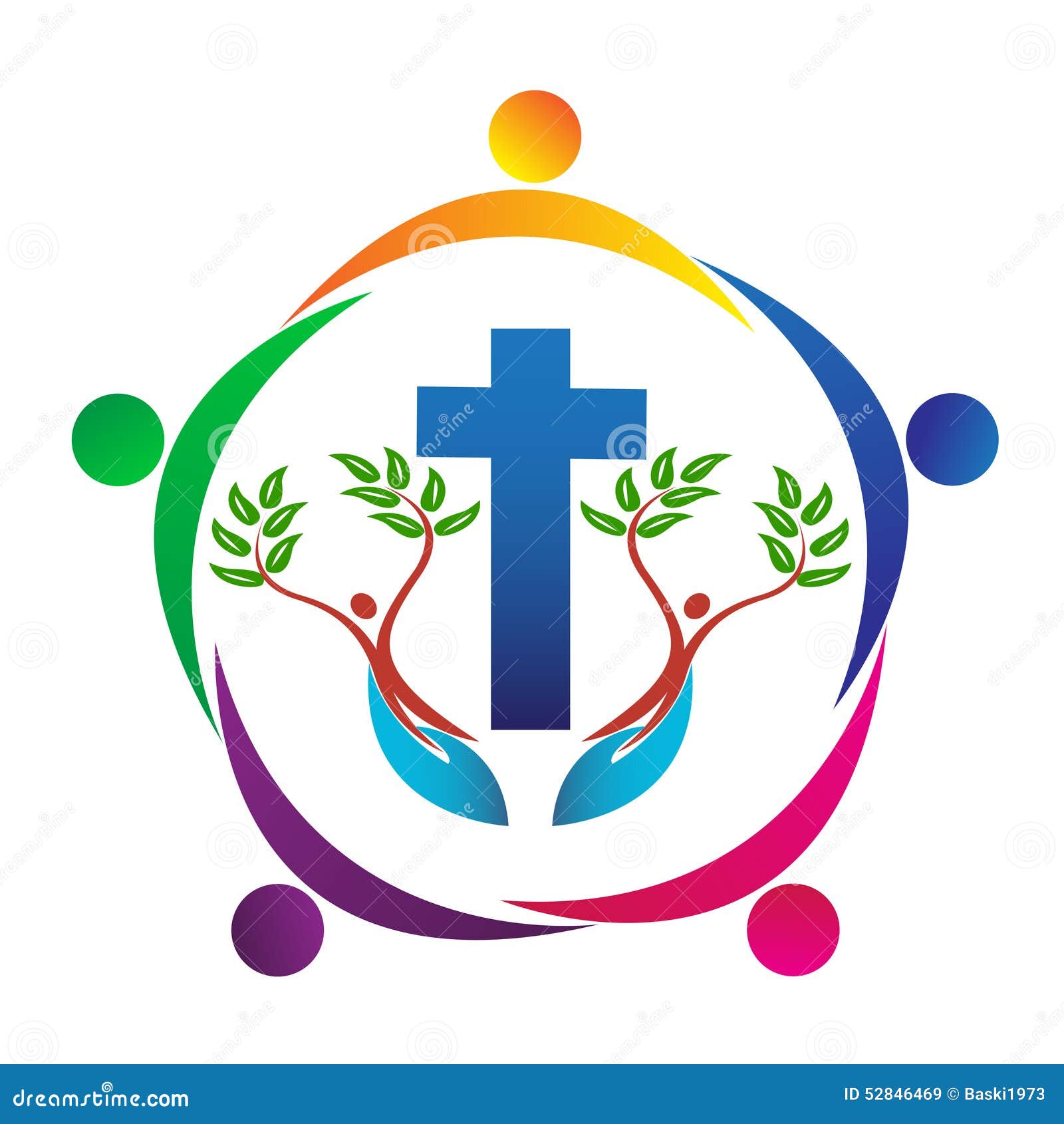 Christianity People Tree Cartoon Vector | CartoonDealer.com #53976797