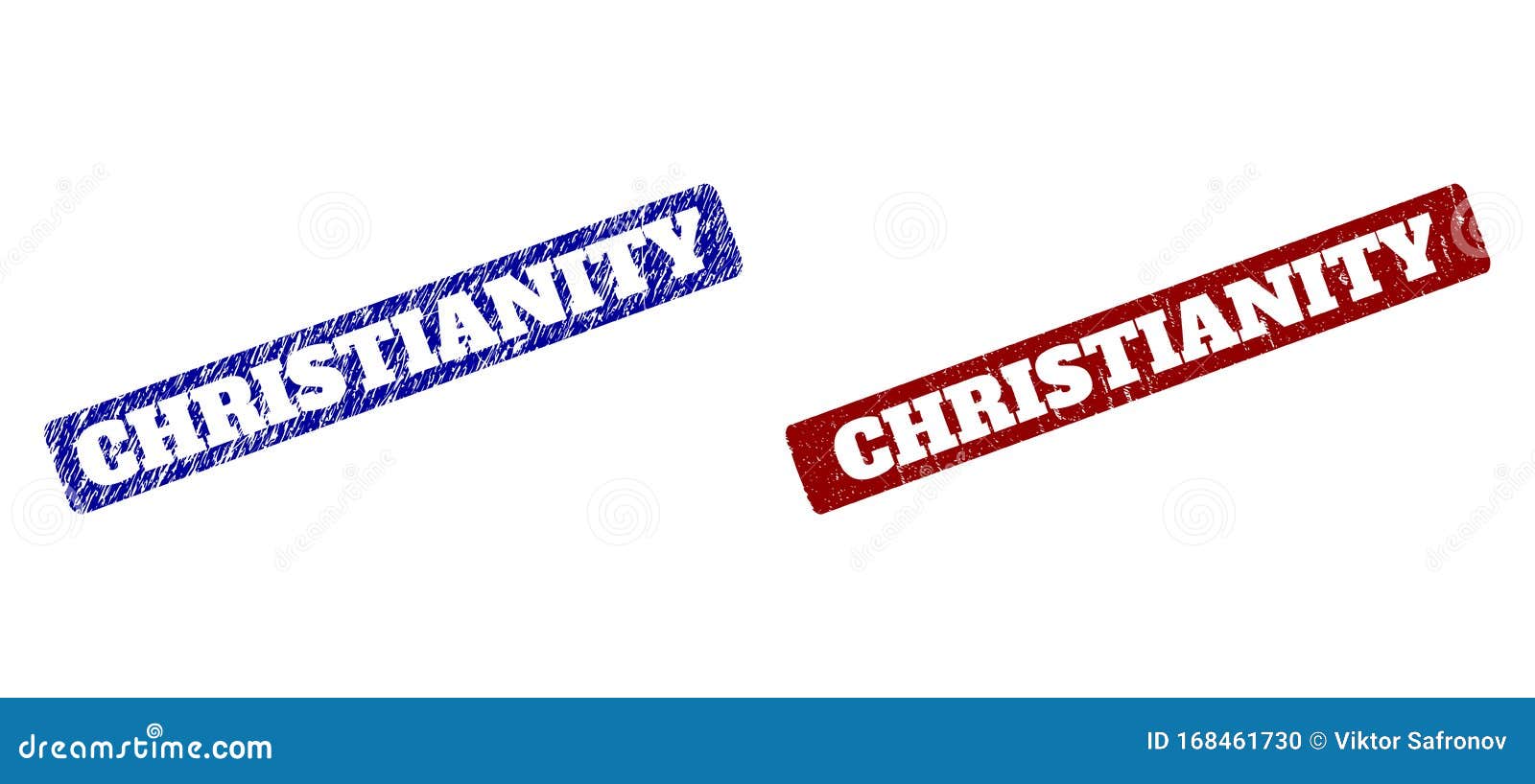 CHRISTIANITY Red and Blue Rounded Rectangular Watermarks with Grunged ...
