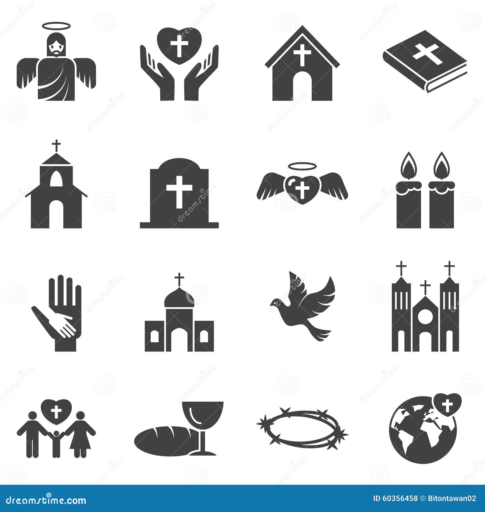 Christianity Religion Symbols In Big Cross Vector Illustration ...