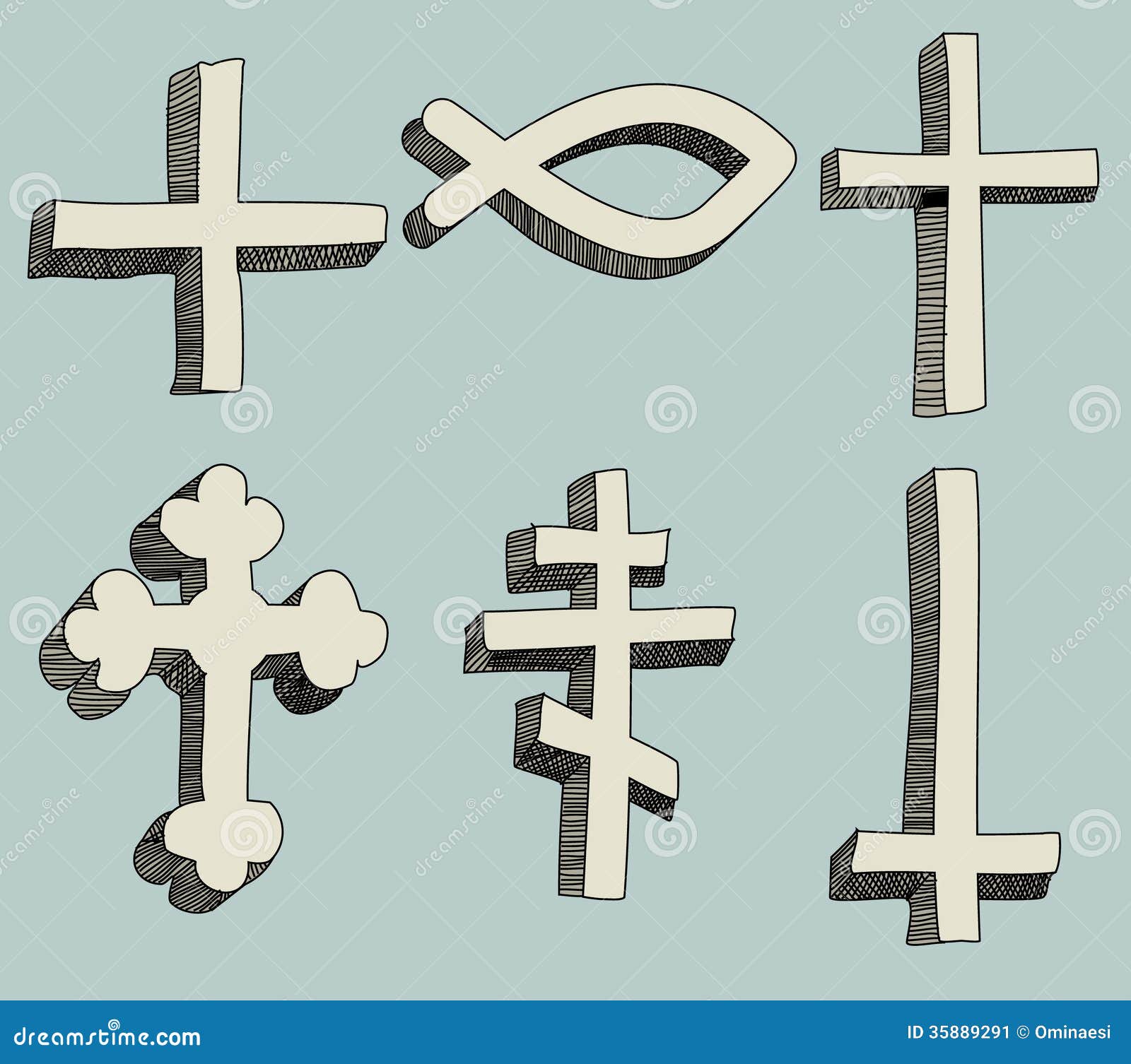 Christianity Religious Crosses Doodle Vector Stock Vector ...