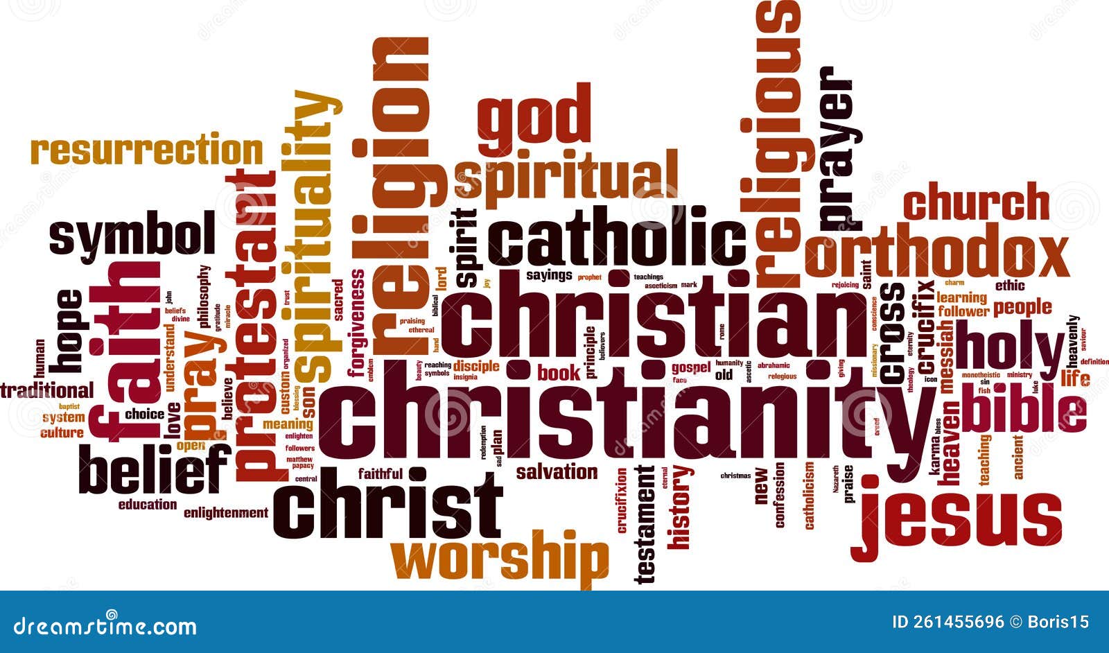 Christianity word cloud stock vector. Illustration of faith - 261455696