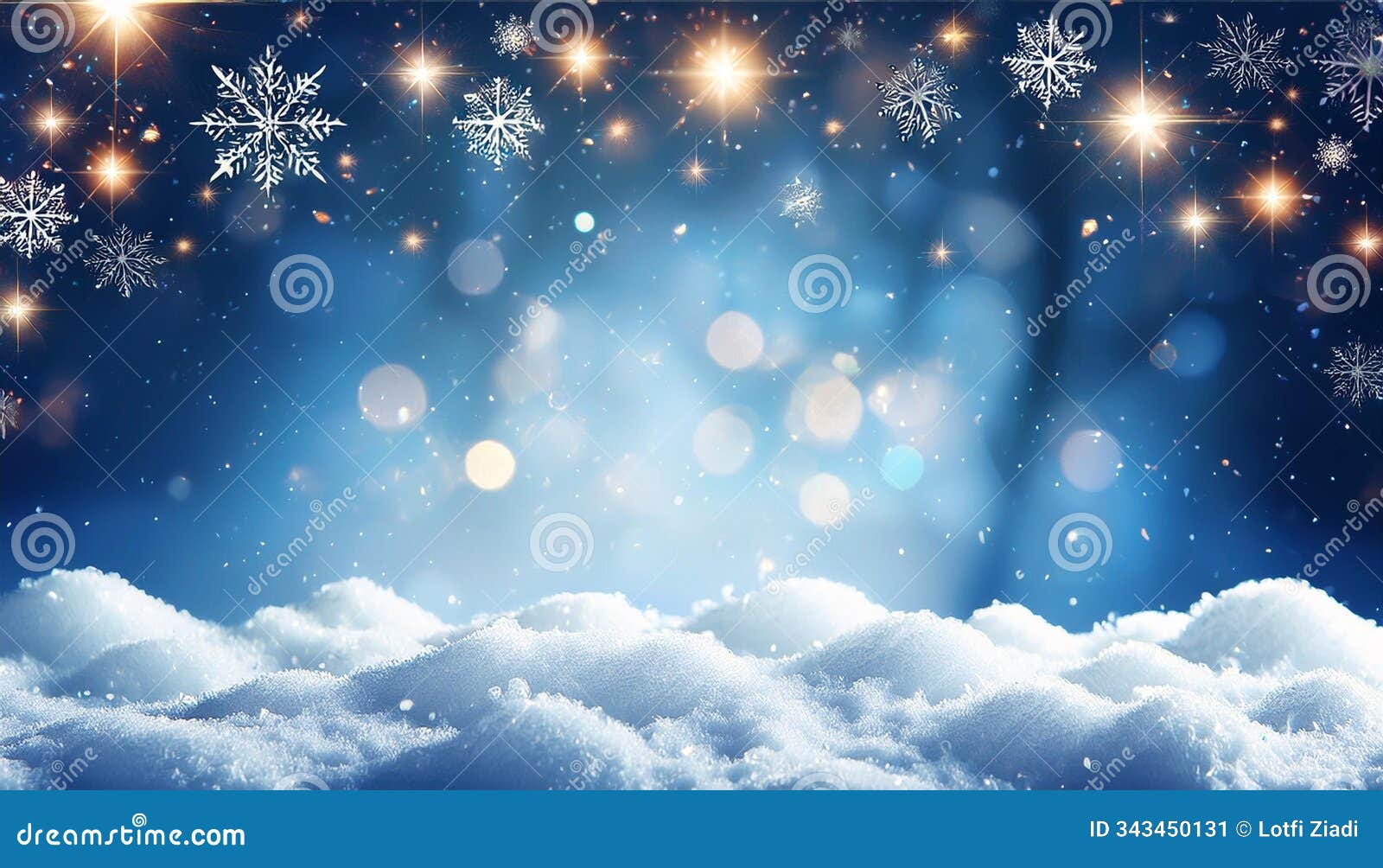 Christmas Abstract Background with Snow and Stars Stock Illustration ...