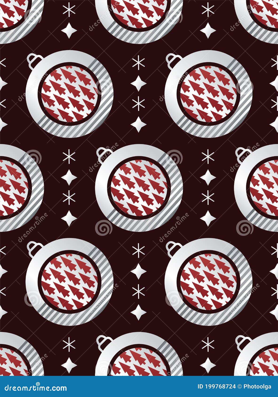 Christmas Abstract Geometry Balls and Christmas Trees. Silver Geometric ...