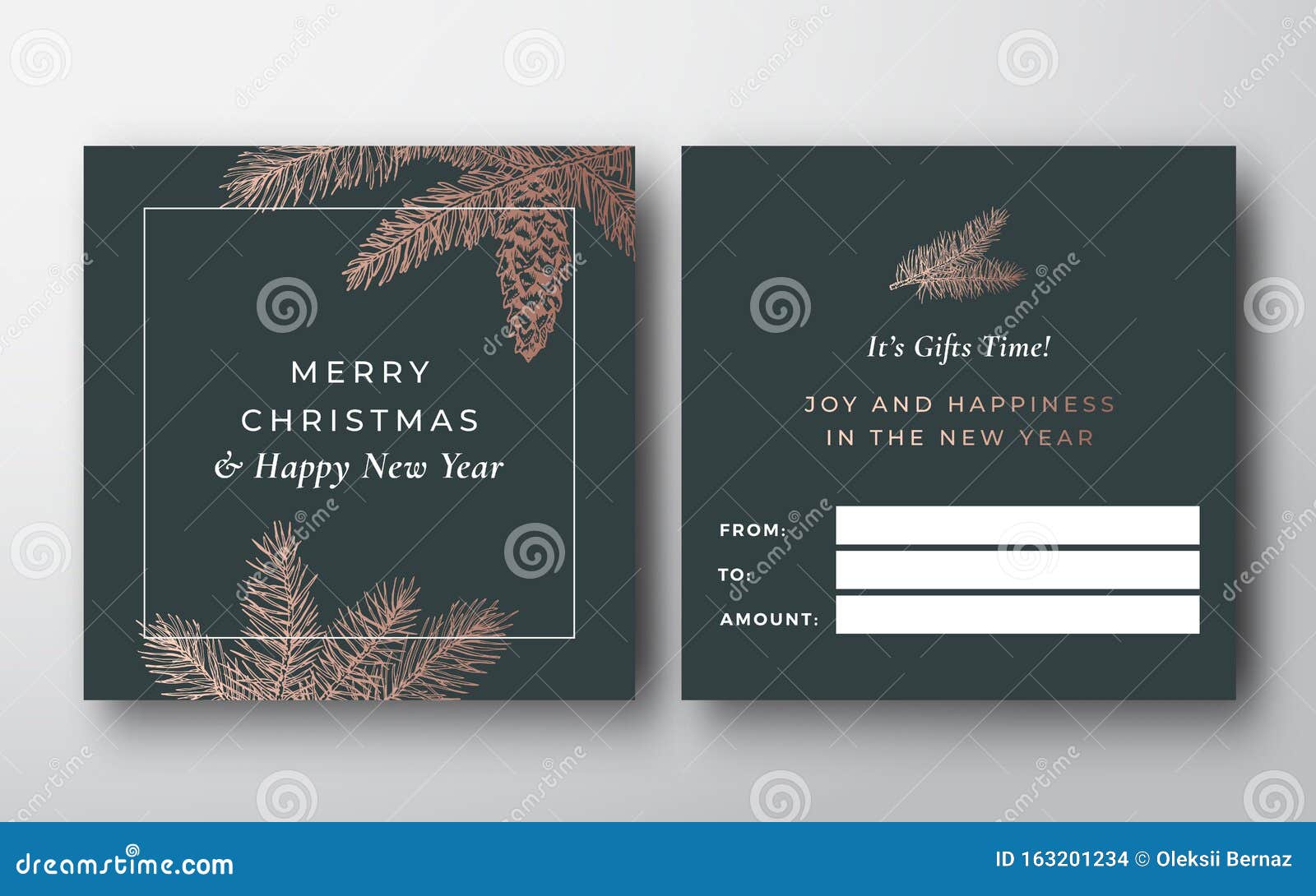 Christmas Abstract Vector Greeting Gift Card Background. Back and Front ...