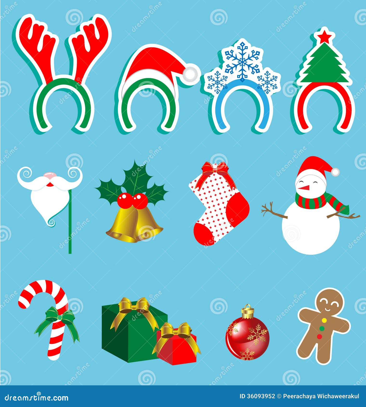 Christmas accessory set stock vector. Illustration of element - 36093952