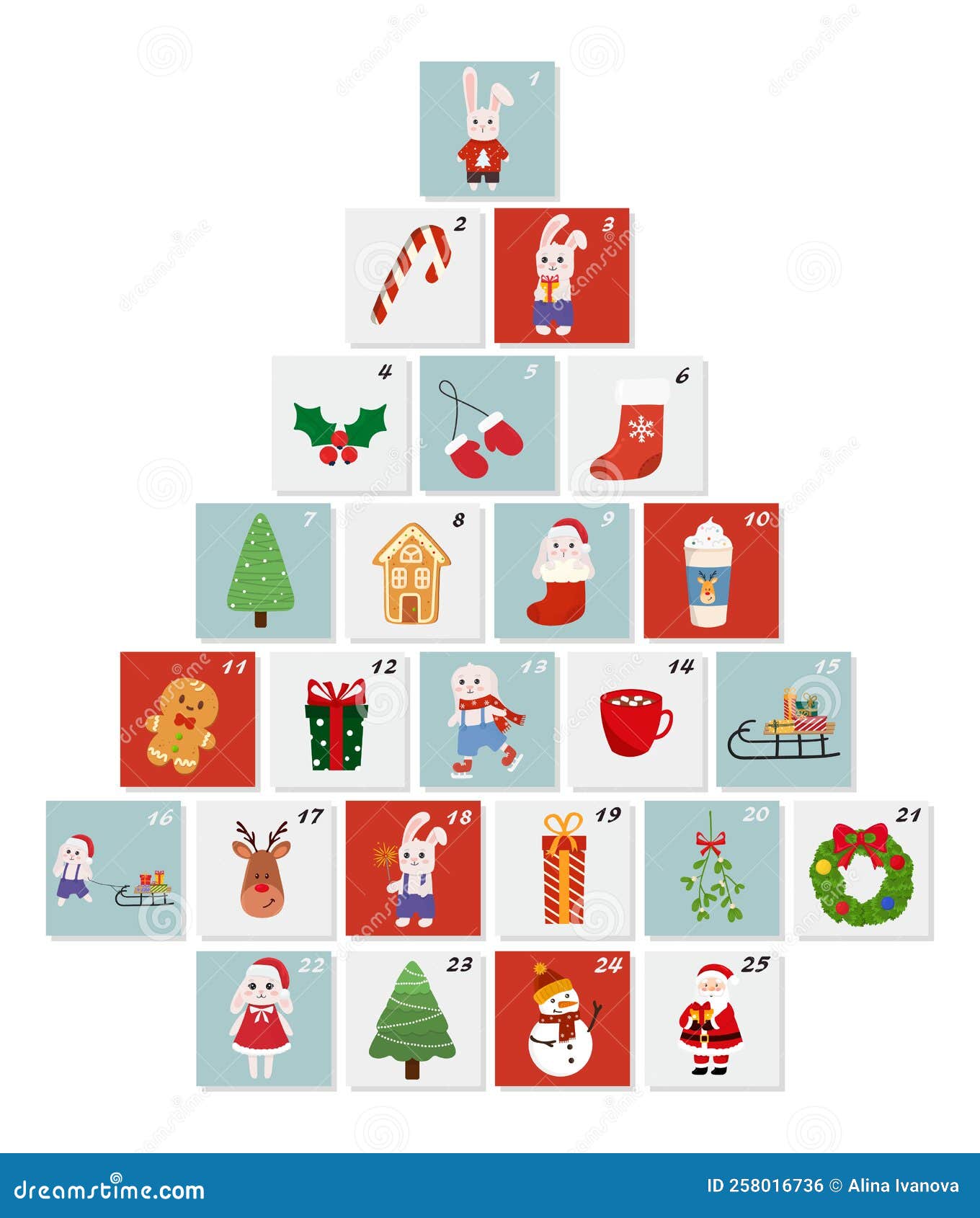 Christmas Advent Calendar with Cute Elements. Christmas Funny Poster ...