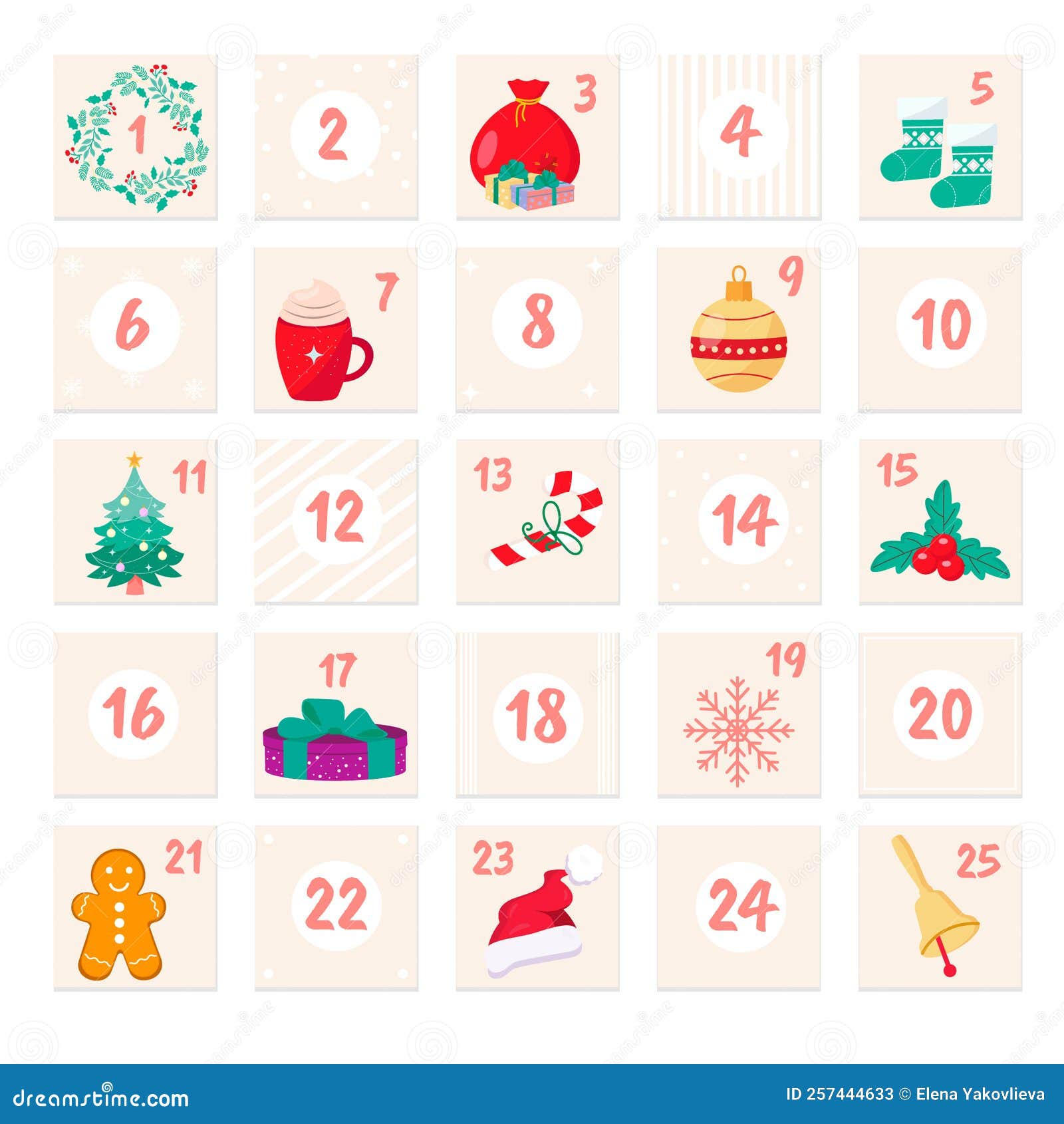 Christmas Advent Calendar. Vector Illustration Stock Vector ...