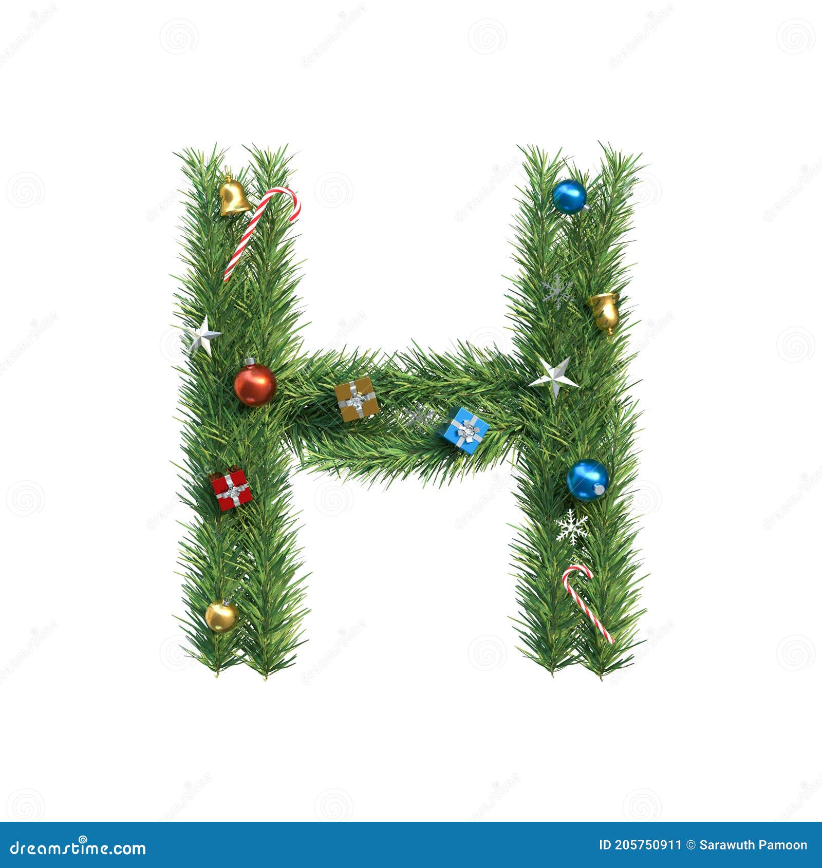 Christmas Alphabet Letter H Stock Illustration - Illustration of ...