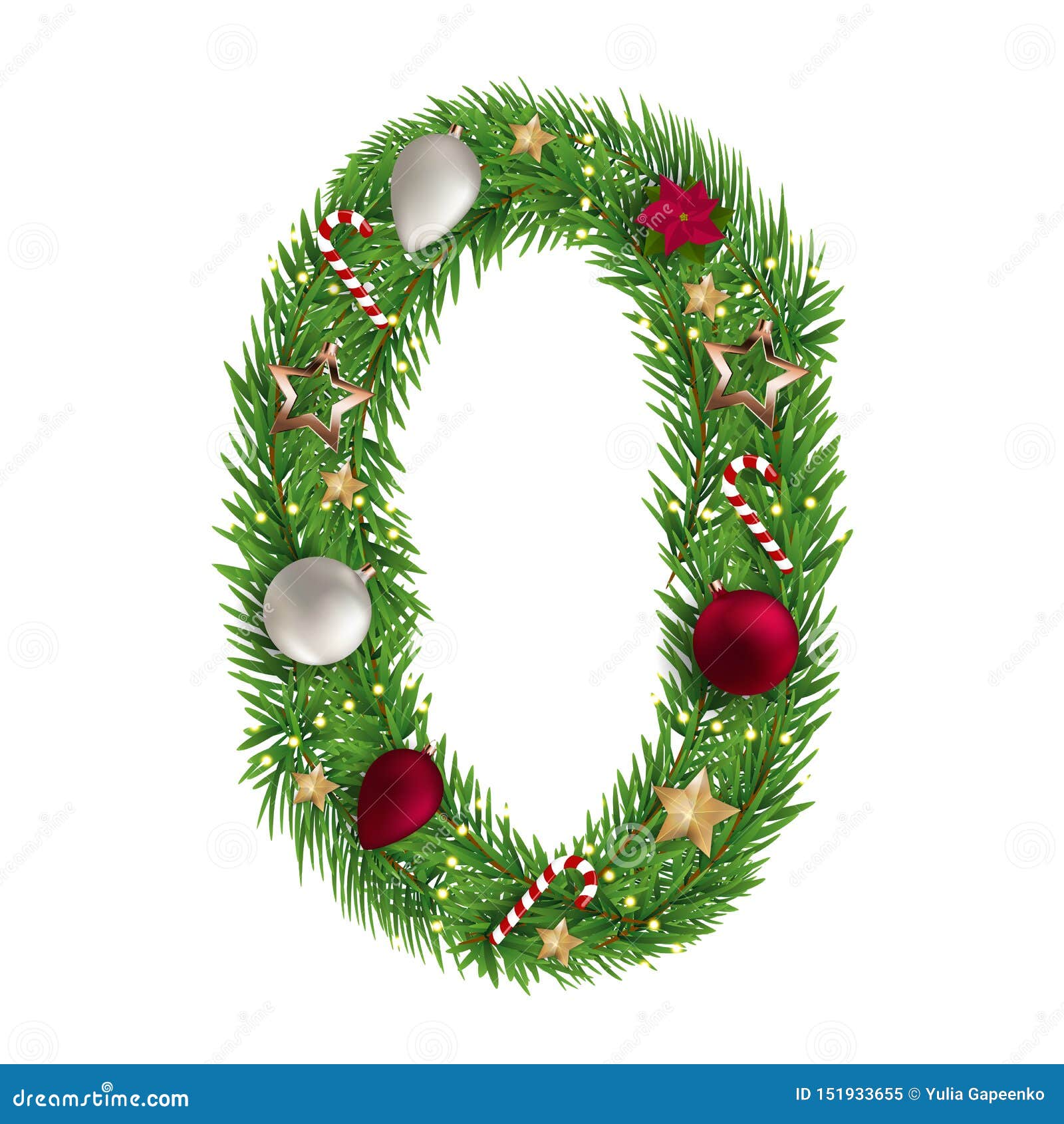 Christmas Alphabet Number 0 Vector Illustration Stock Vector ...