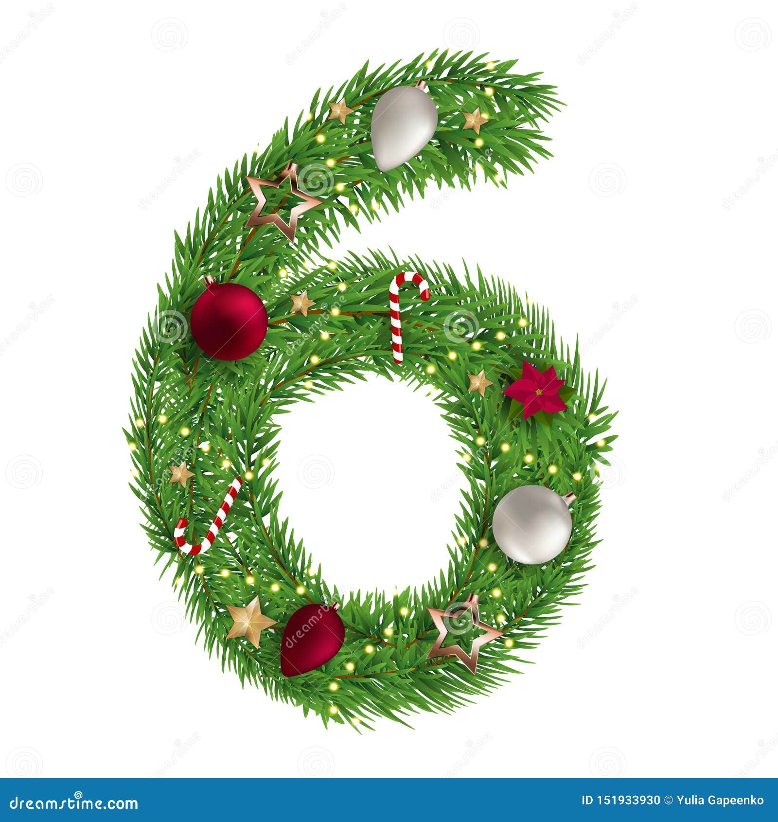 Christmas Alphabet Number 6 Vector Illustration Stock Vector ...