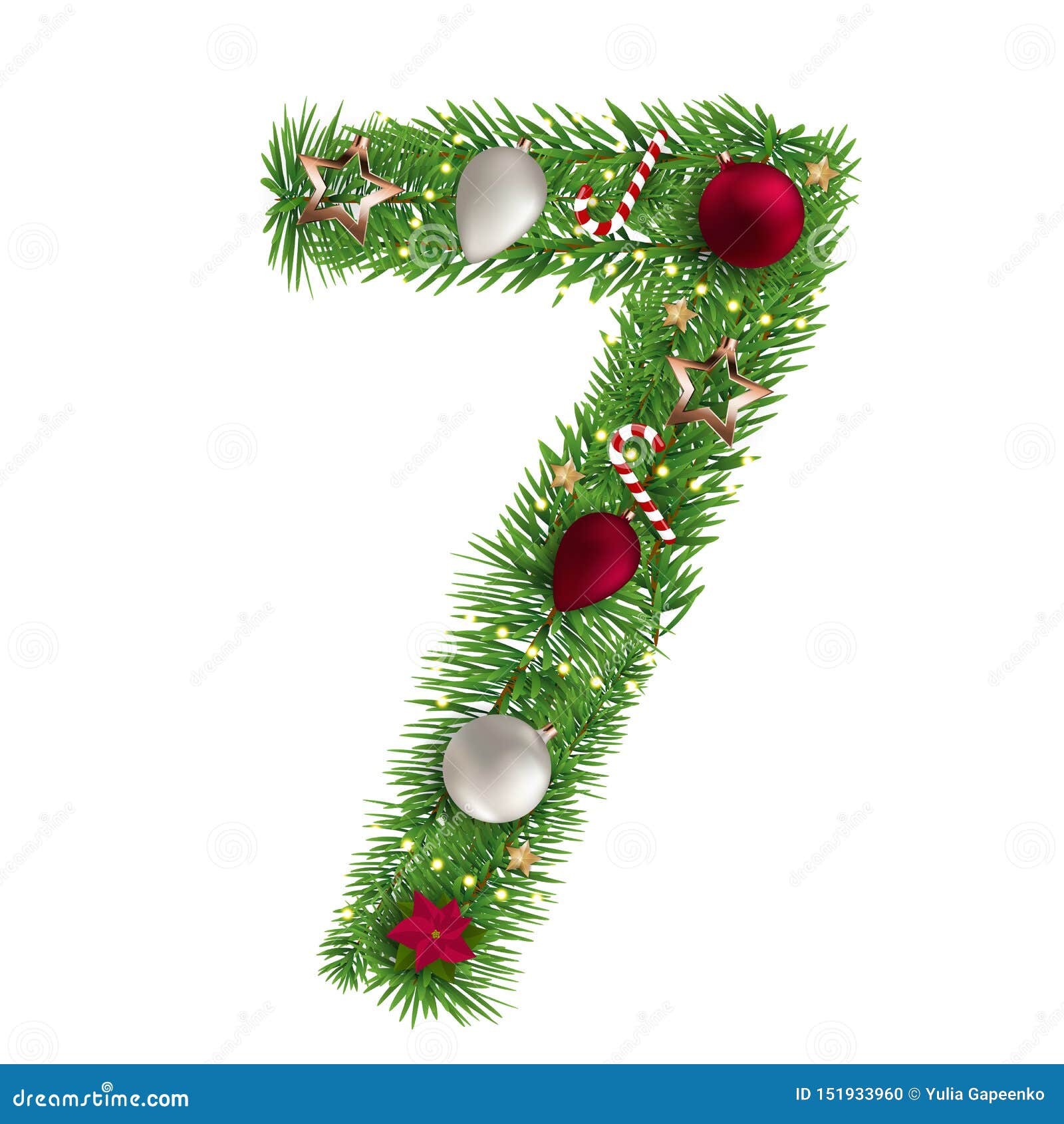 Christmas Alphabet Number 7 Vector Illustration Stock Vector ...