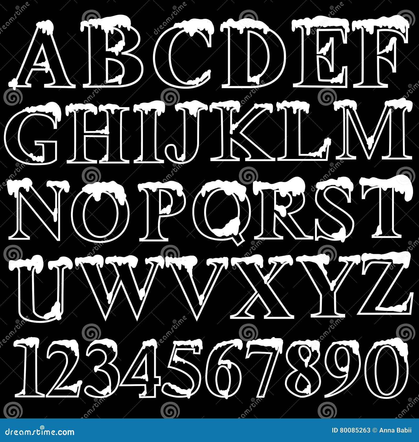 Christmas Alphabet with Snow. Vector Illustration Stock Vector ...