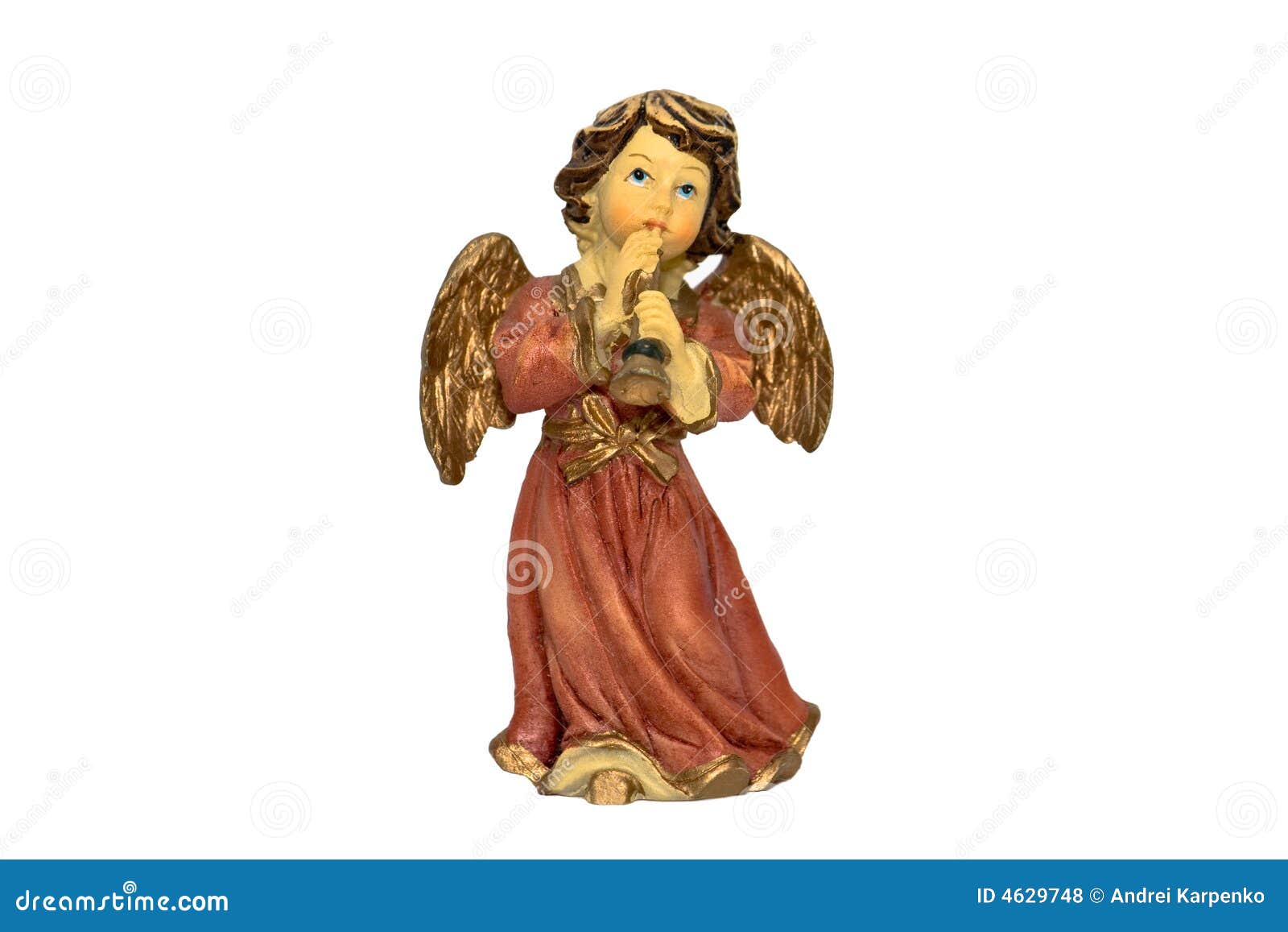 Christmas Angel Figure Playing Horn Stock Photo - Image of happy ...