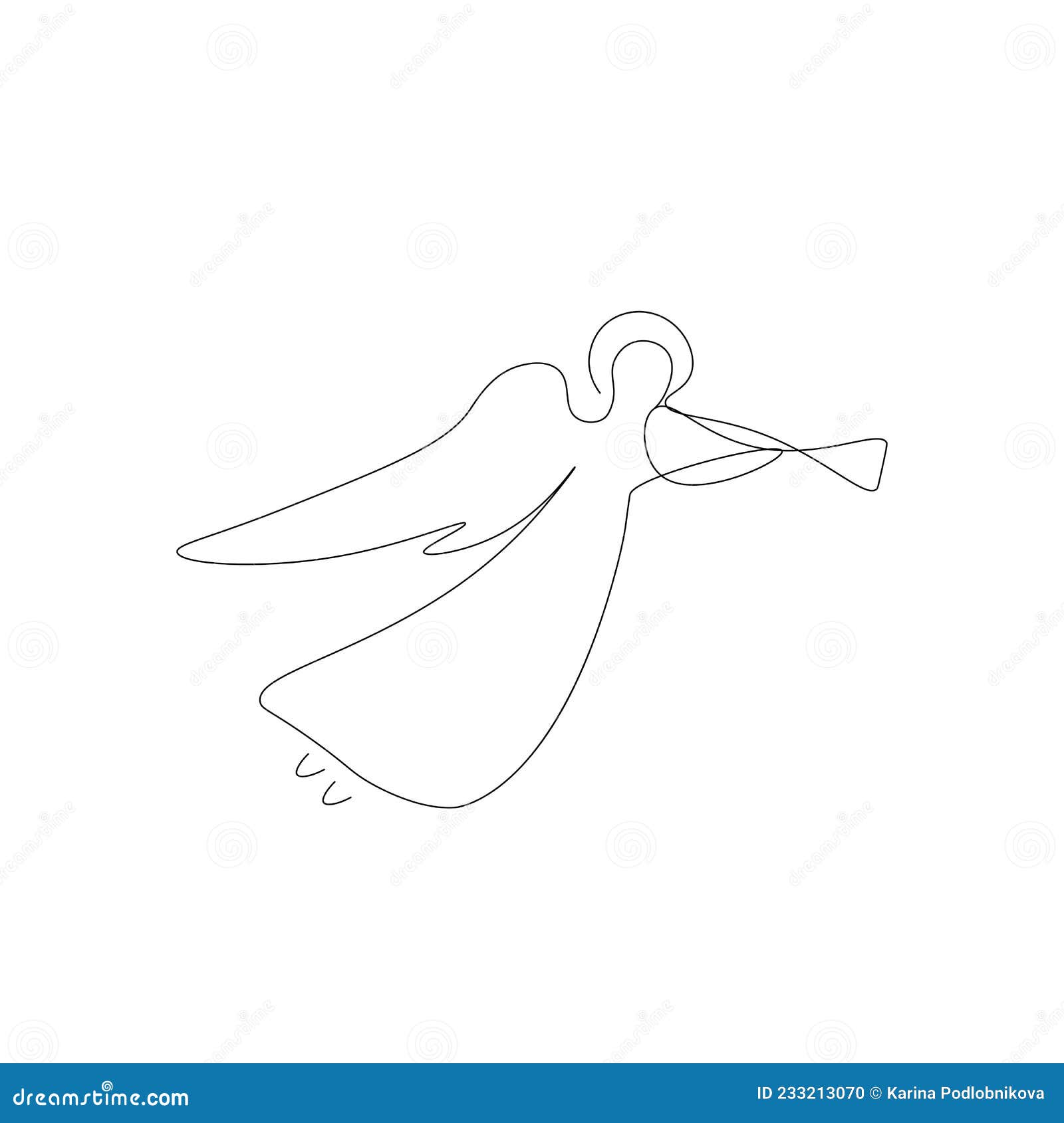 Christmas Angel Line Drawing, Vector Illustration Stock Vector ...