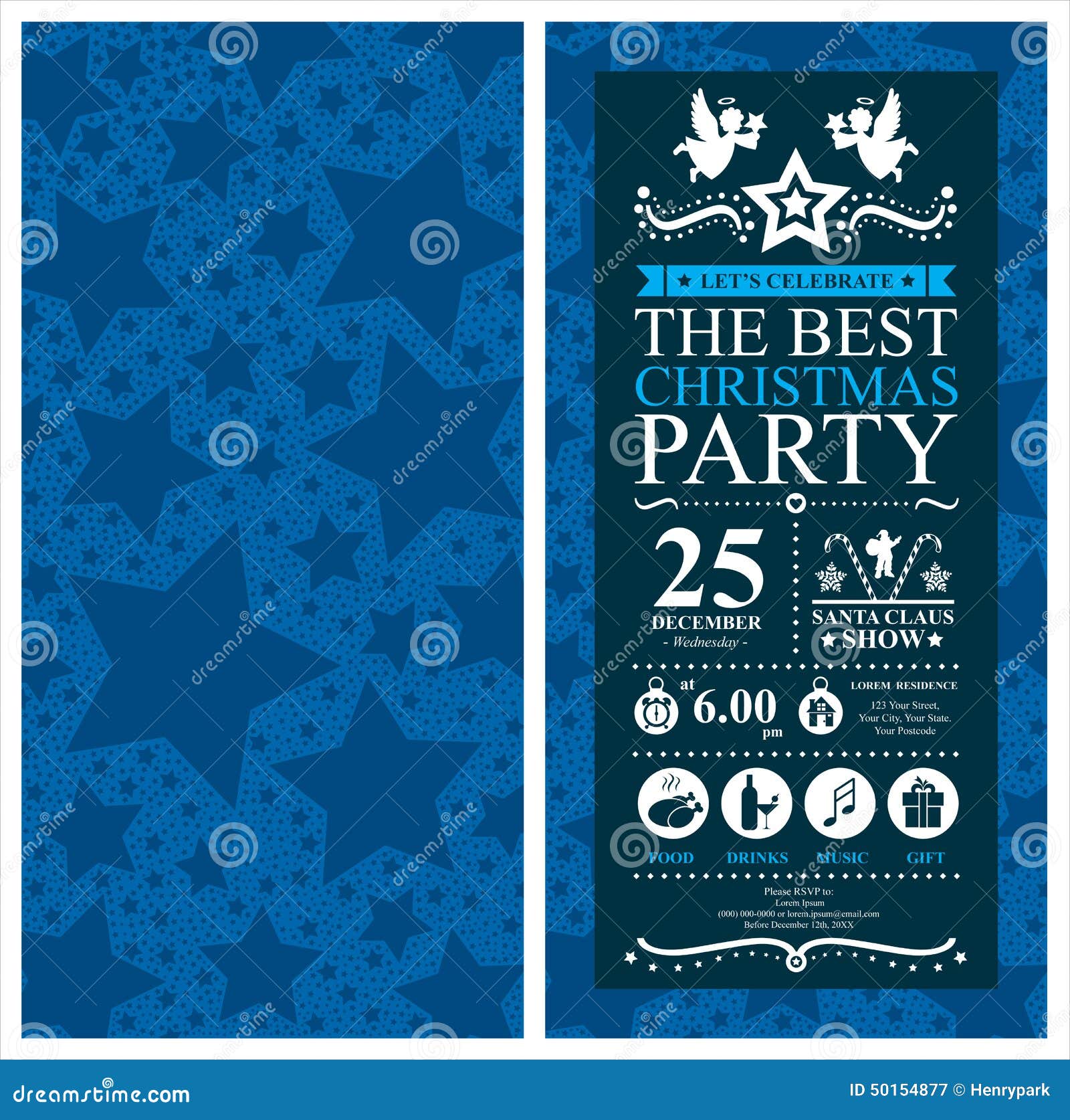 Christmas Angel Invitation Card Stock Vector - Illustration of ...