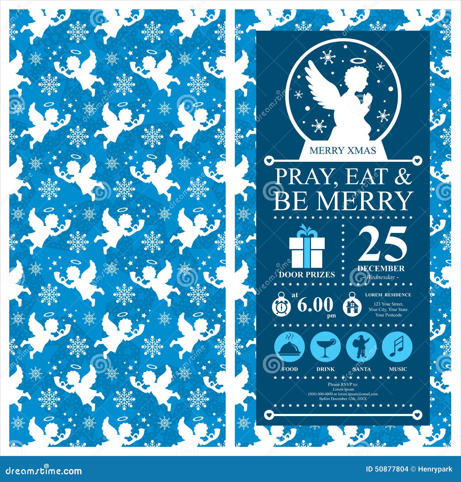 Christmas Angel Invitation Card Stock Vector - Illustration of fairy ...