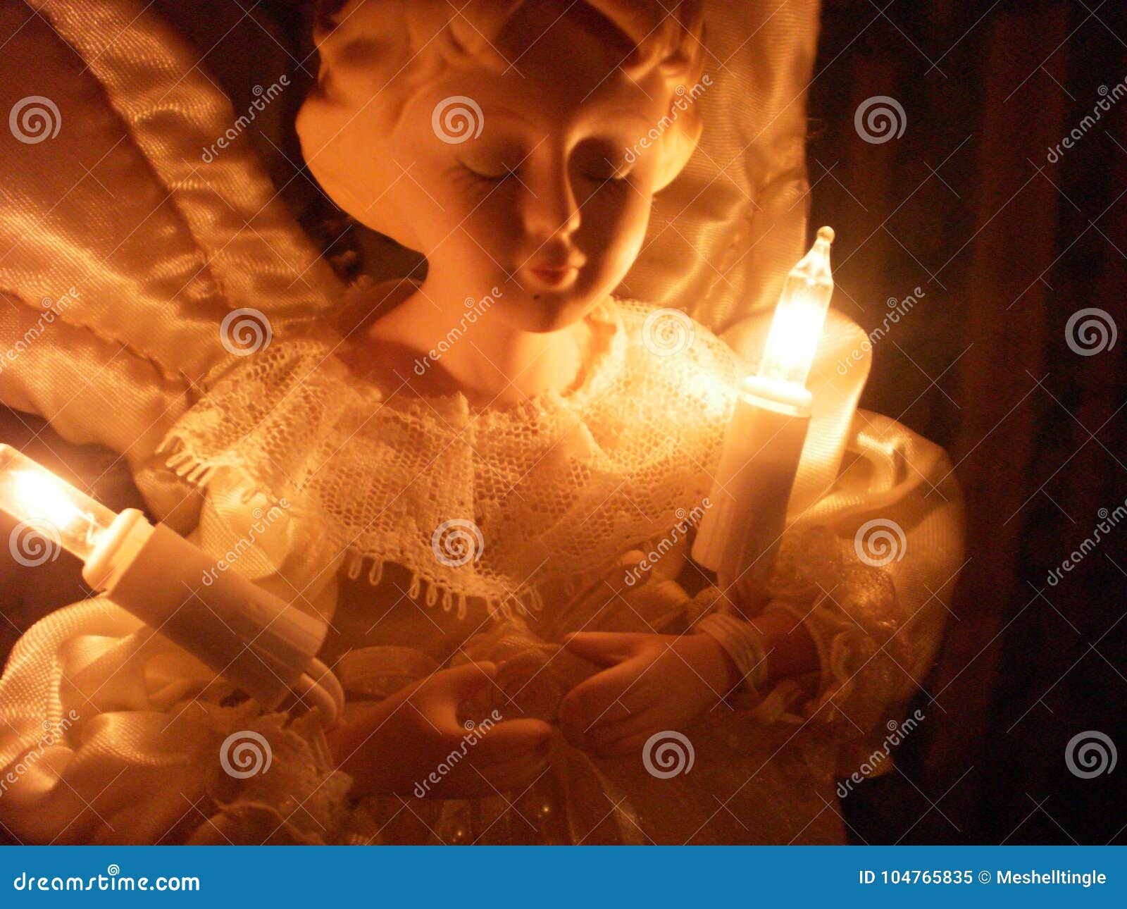 Christmas Angel with Lights Stock Image - Image of lights, lace: 104765835