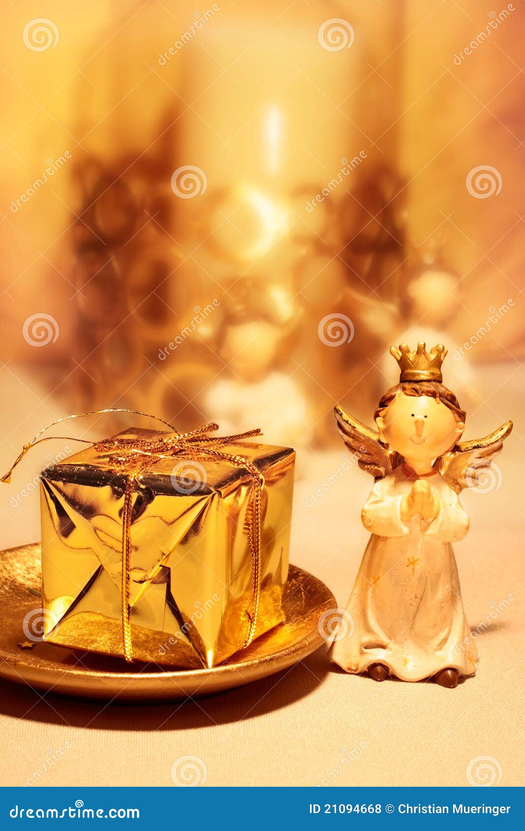 Christmas Angel with Present Stock Photo - Image of present ...