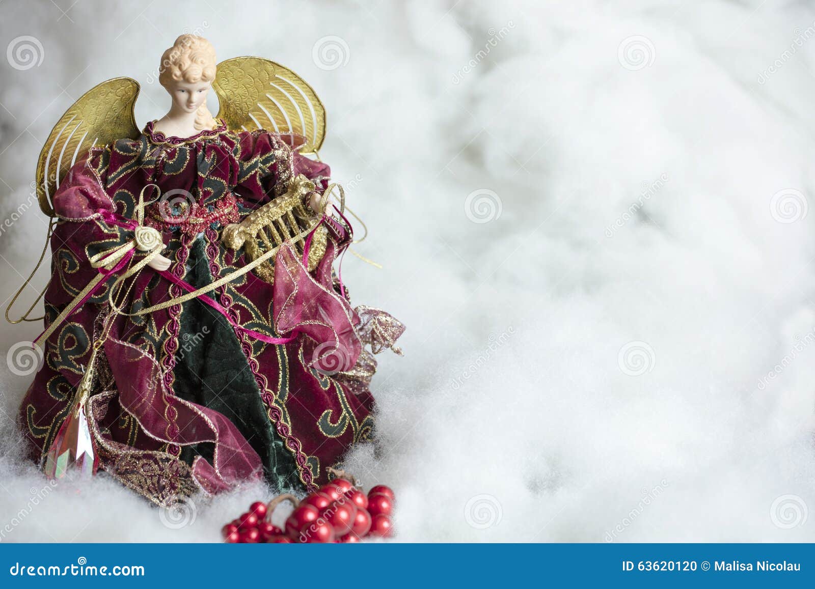 Christmas Angel in Snow stock photo. Image of green, globes - 63620120
