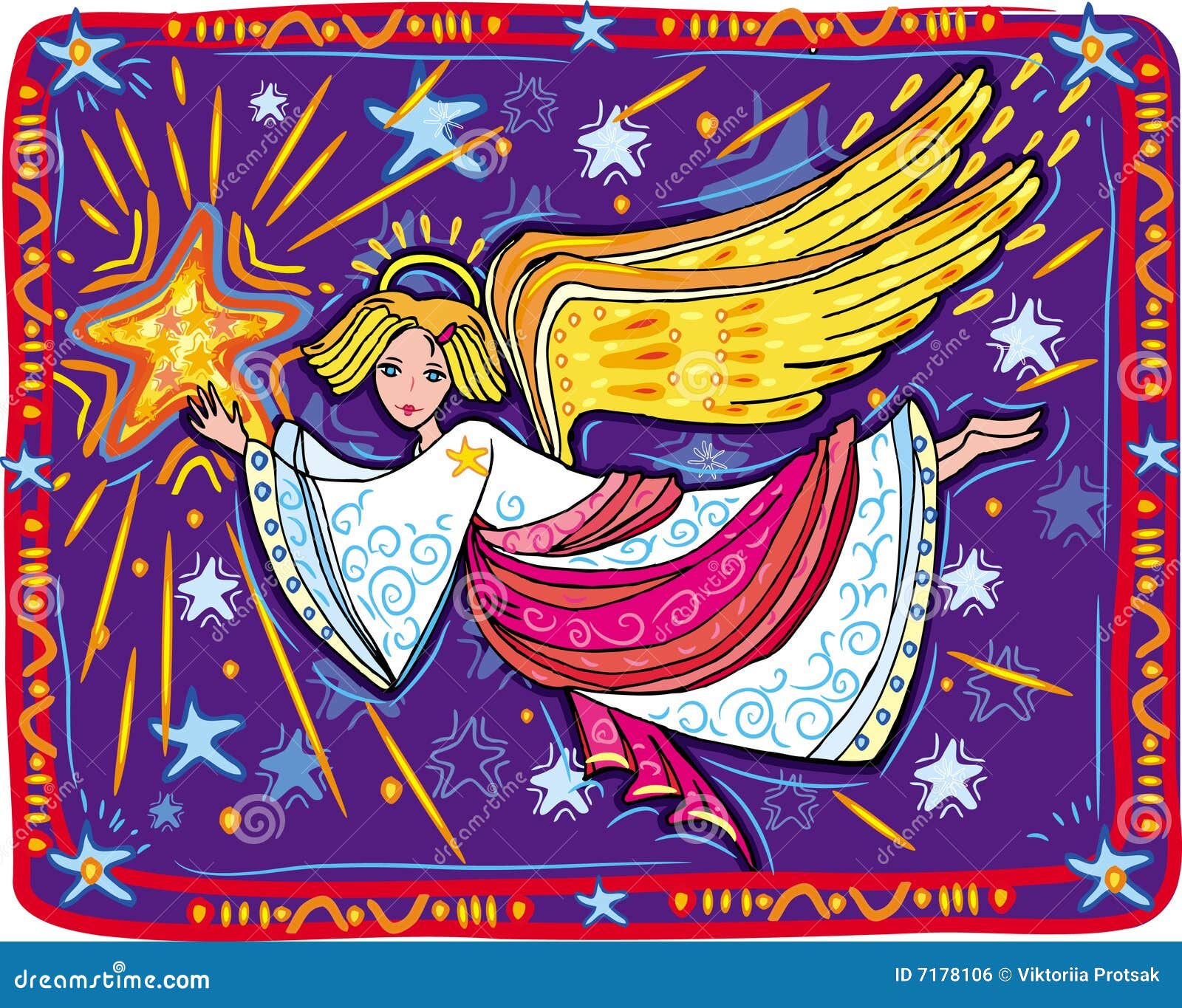 Christmas angel and star stock vector. Illustration of star - 7178106