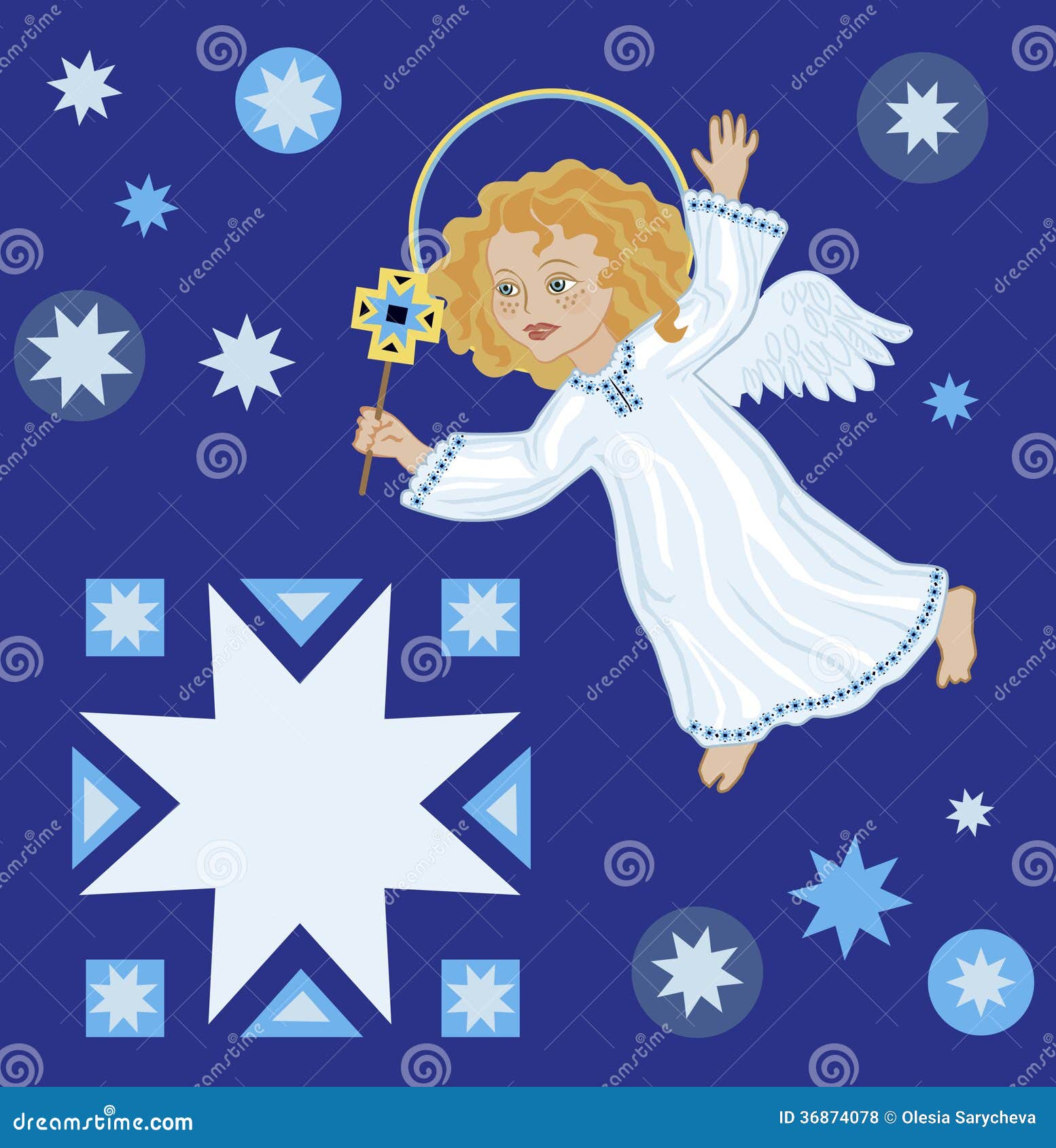 Christmas Angel with Star stock vector. Illustration of feather - 36874078