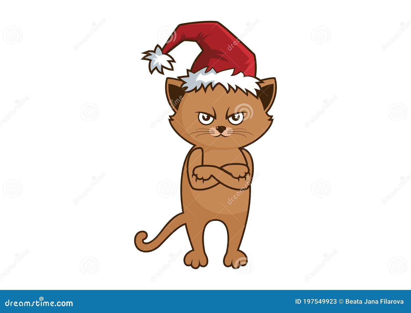 Grumpy Cat with Christmas Hat Icon Vector Stock Vector - Illustration ...