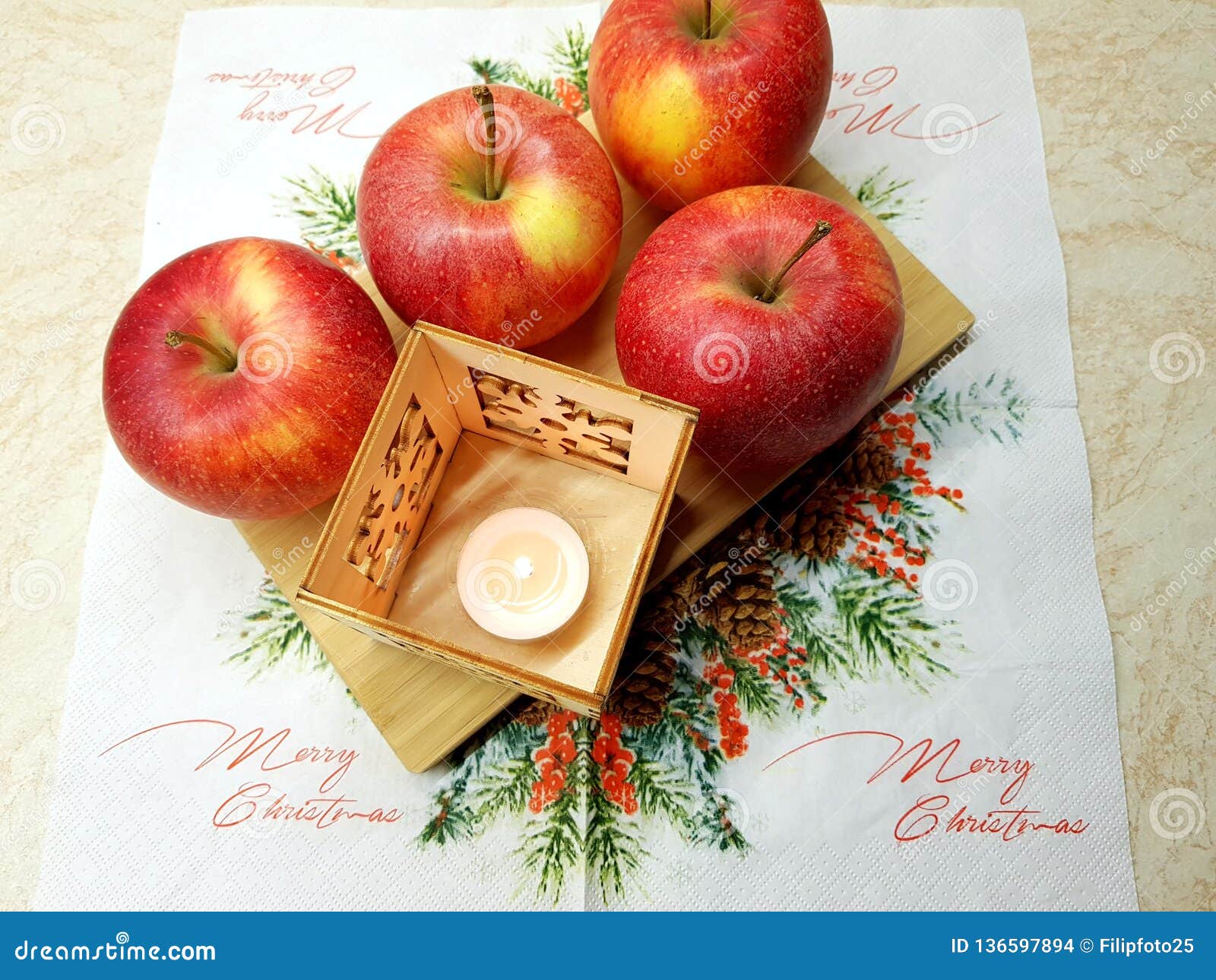 Christmas apples stock photo. Image of festive, card - 136597894