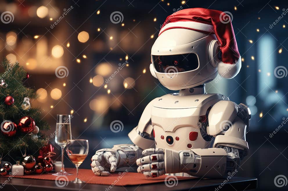 Christmas, Artificial Intelligence and Robotics. Generative AI Stock ...