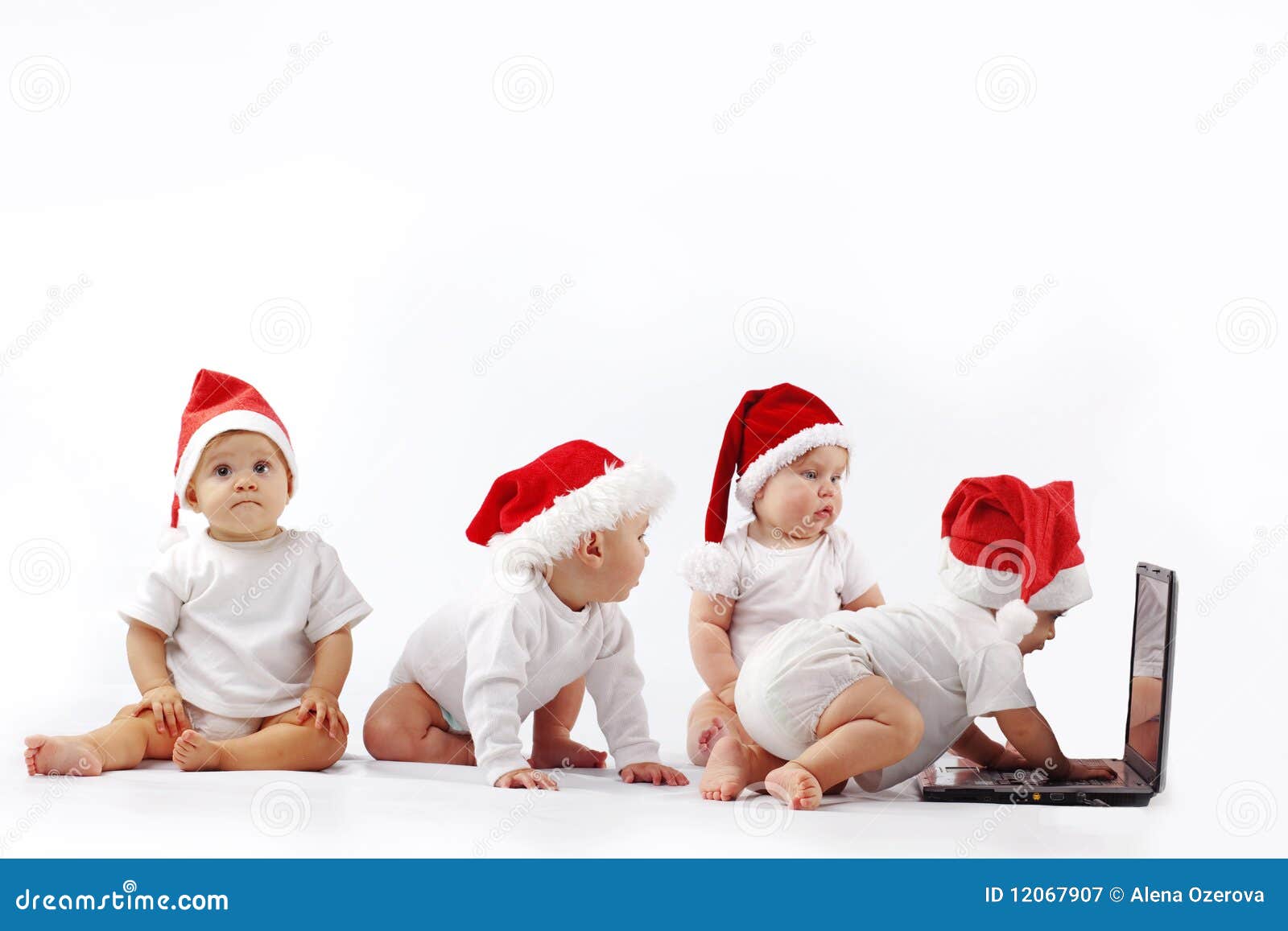 Christmas Babies with Laptop Stock Image - Image of childcare, funny ...