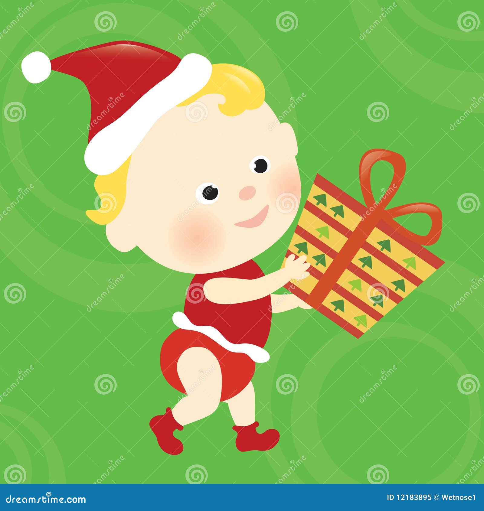 Christmas Baby Holding a Present Stock Vector - Illustration of cartoon ...