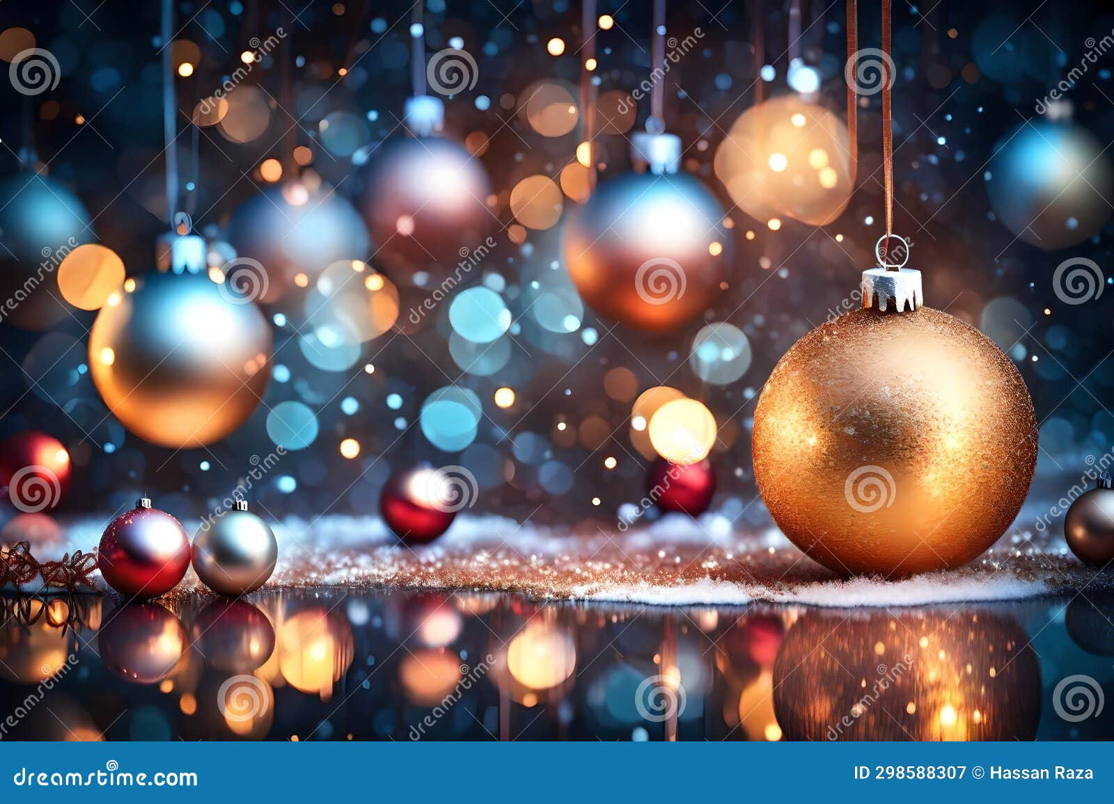 Christmas Background with Abstract Flickering Light and Bauble Stock ...