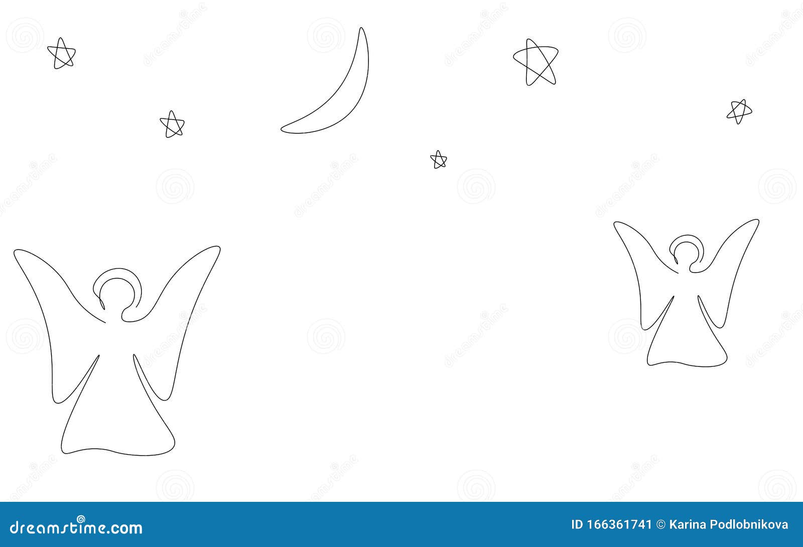 Christmas Background with Angels and Stars Vector Illustration Stock ...
