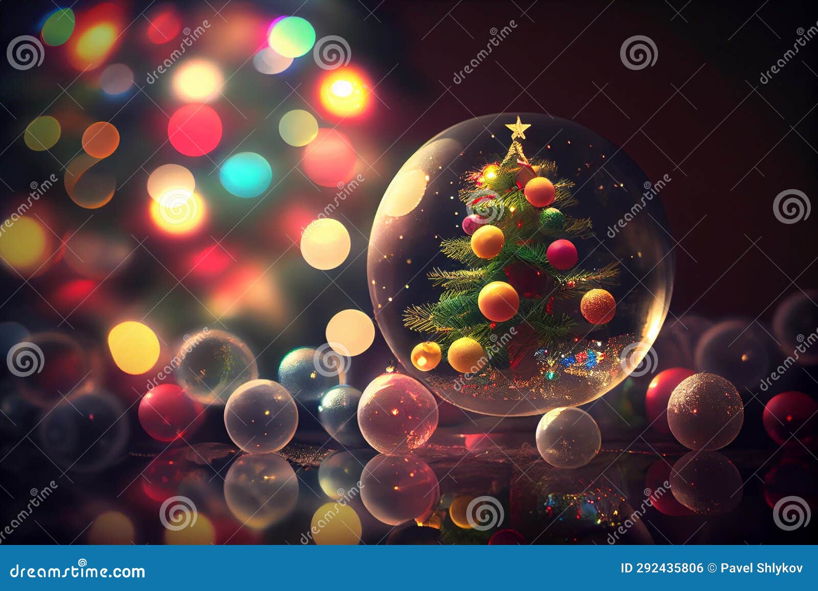 Christmas Background - Baubles and Branch of Spruce Tree Stock Photo ...