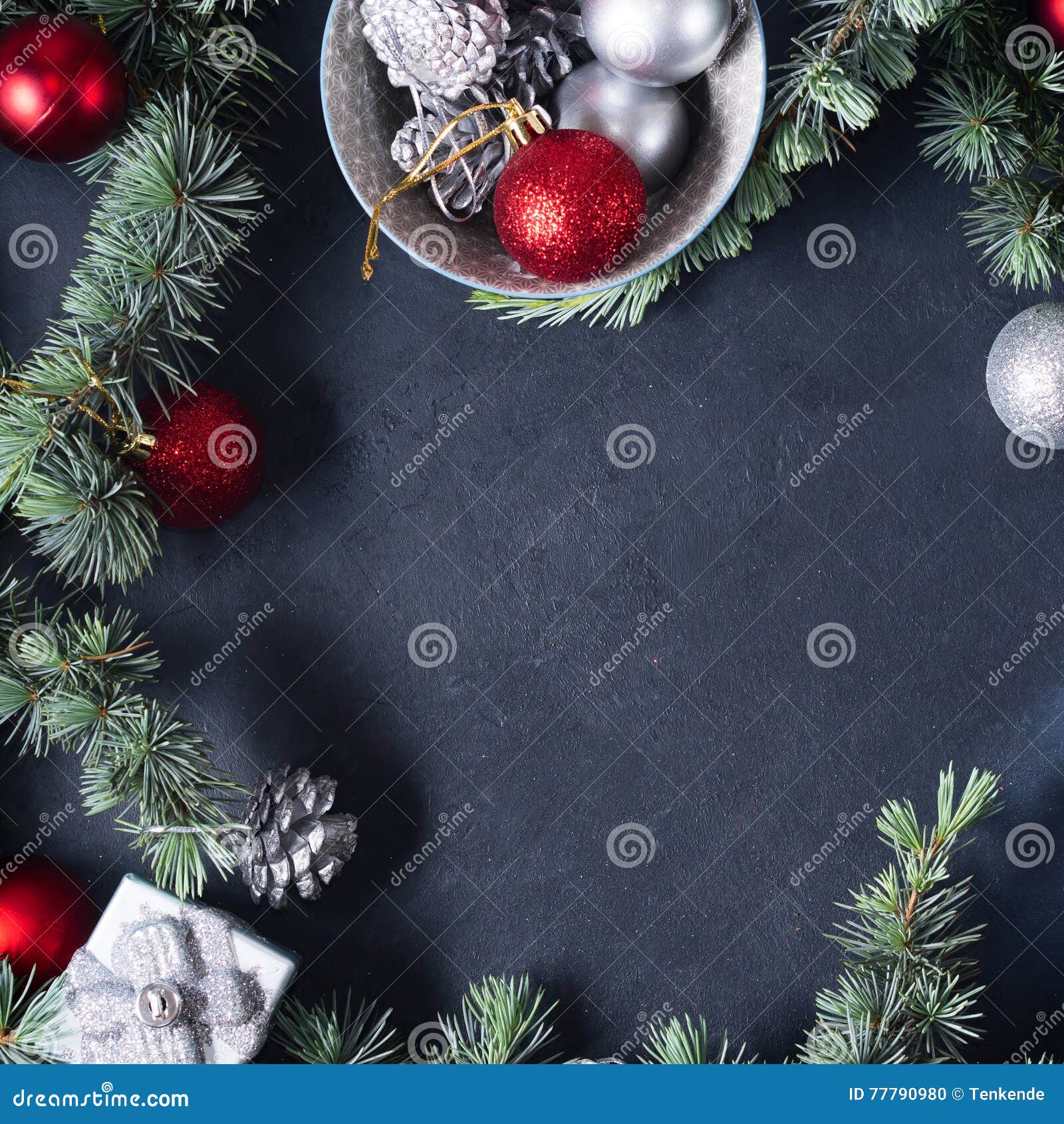 Christmas Background on Black. Square Image Stock Photo - Image of view ...