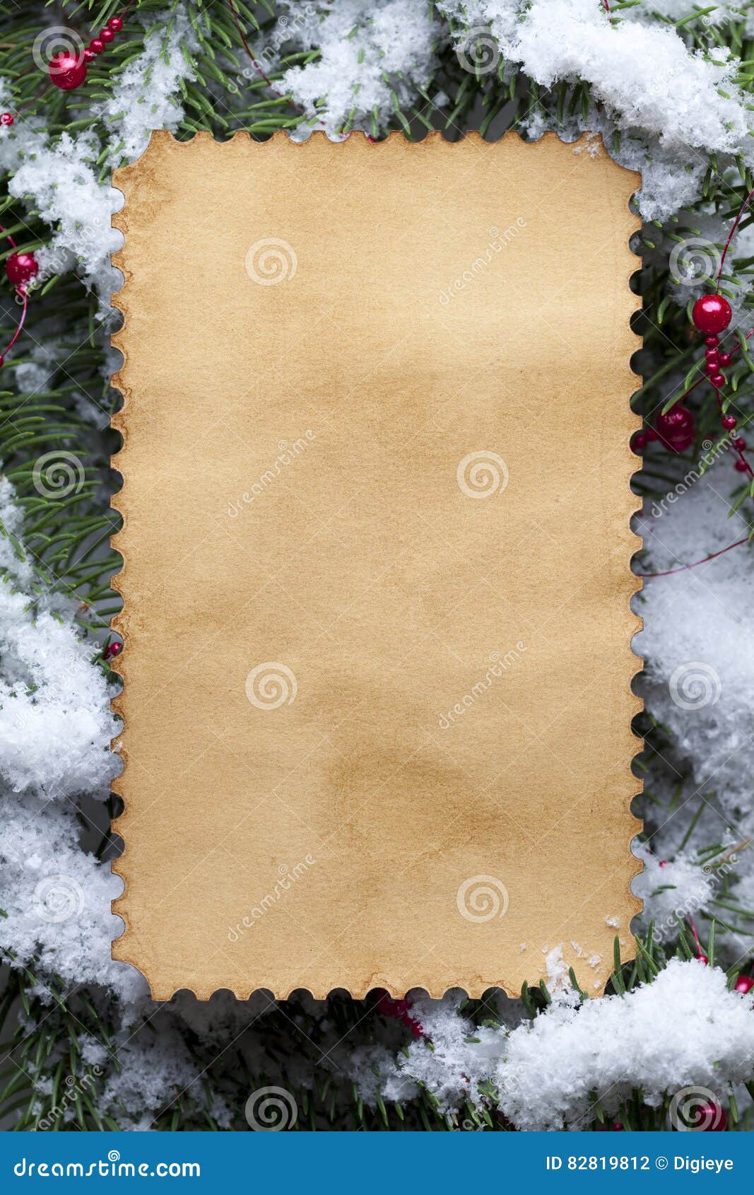 Christmas Background - Blank Paper Tree on Snow Stock Photo - Image of ...