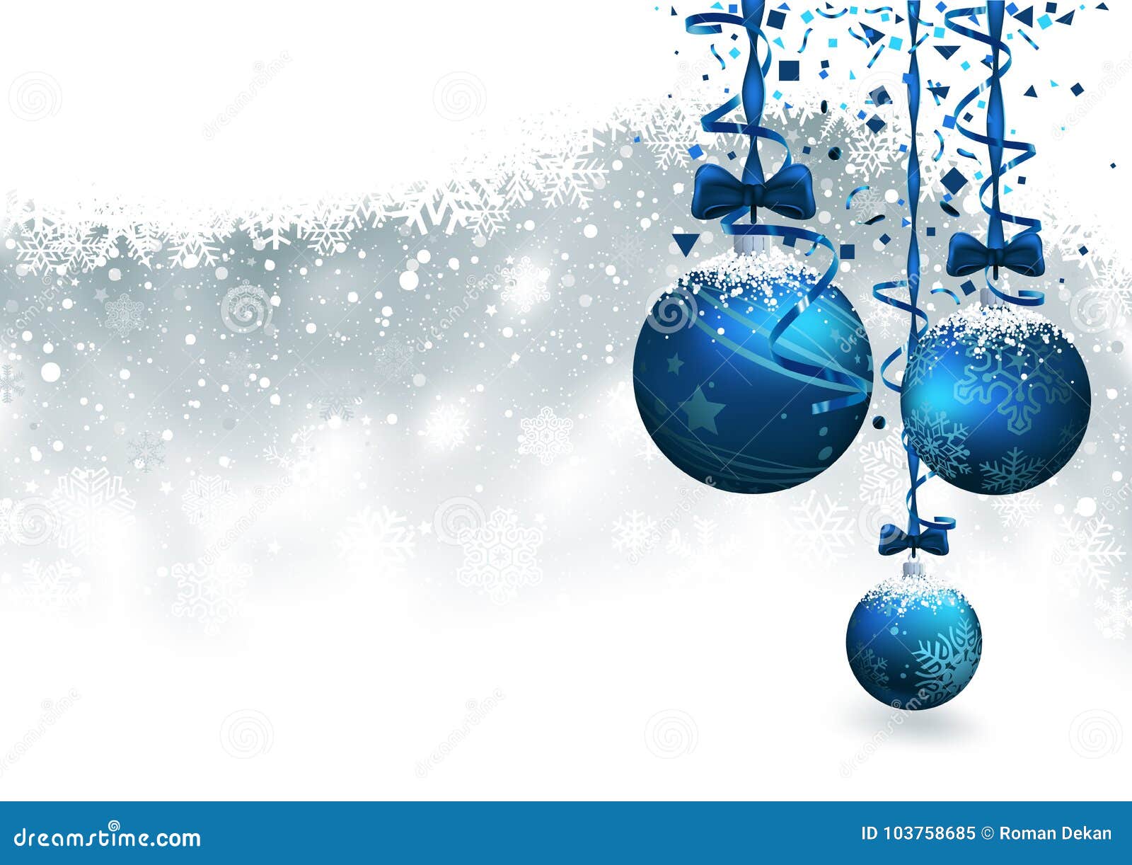 Christmas Background with Blue Baubles Stock Vector - Illustration of ...
