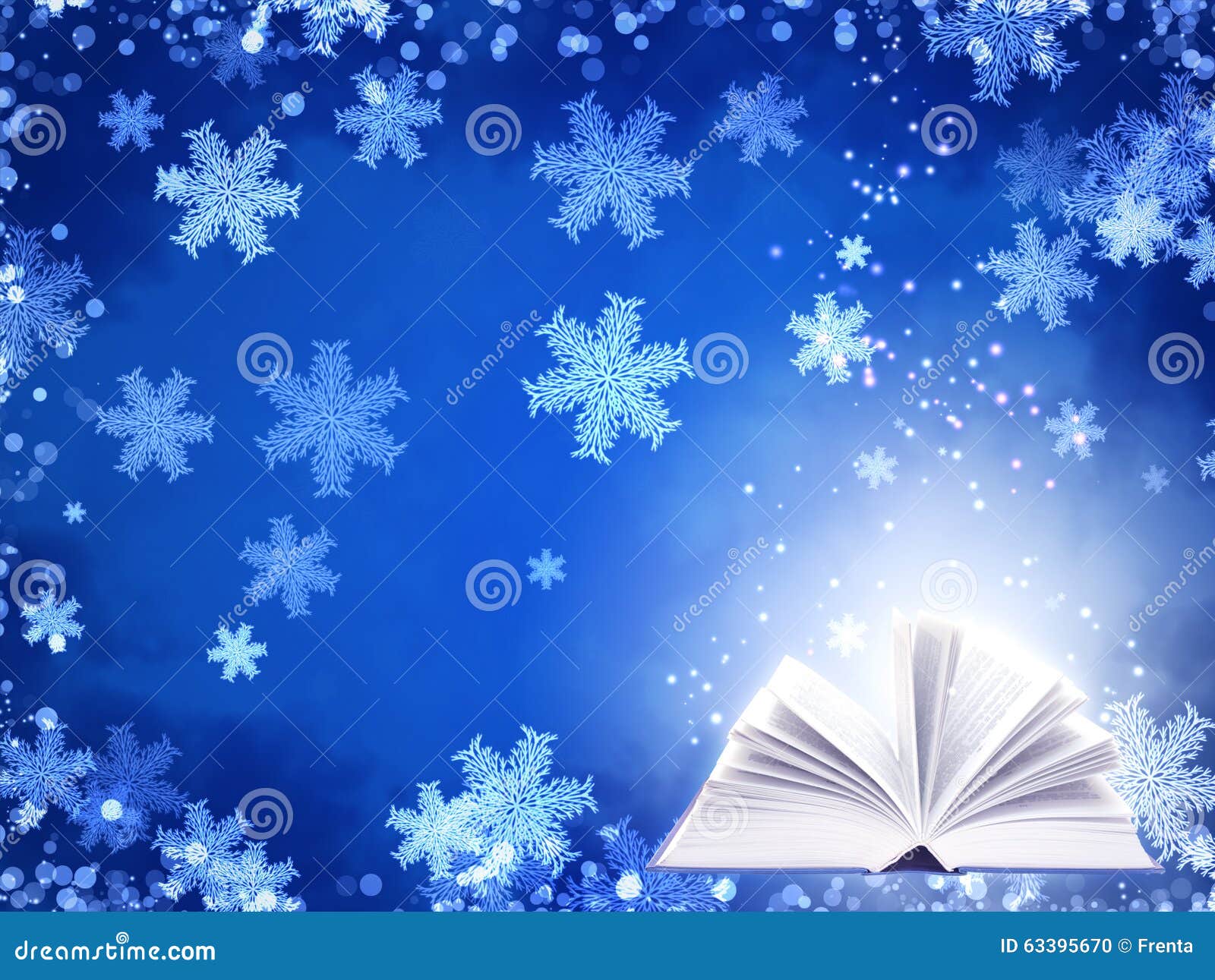 Christmas Background of Blue Color with Magic Book Stock Illustration ...