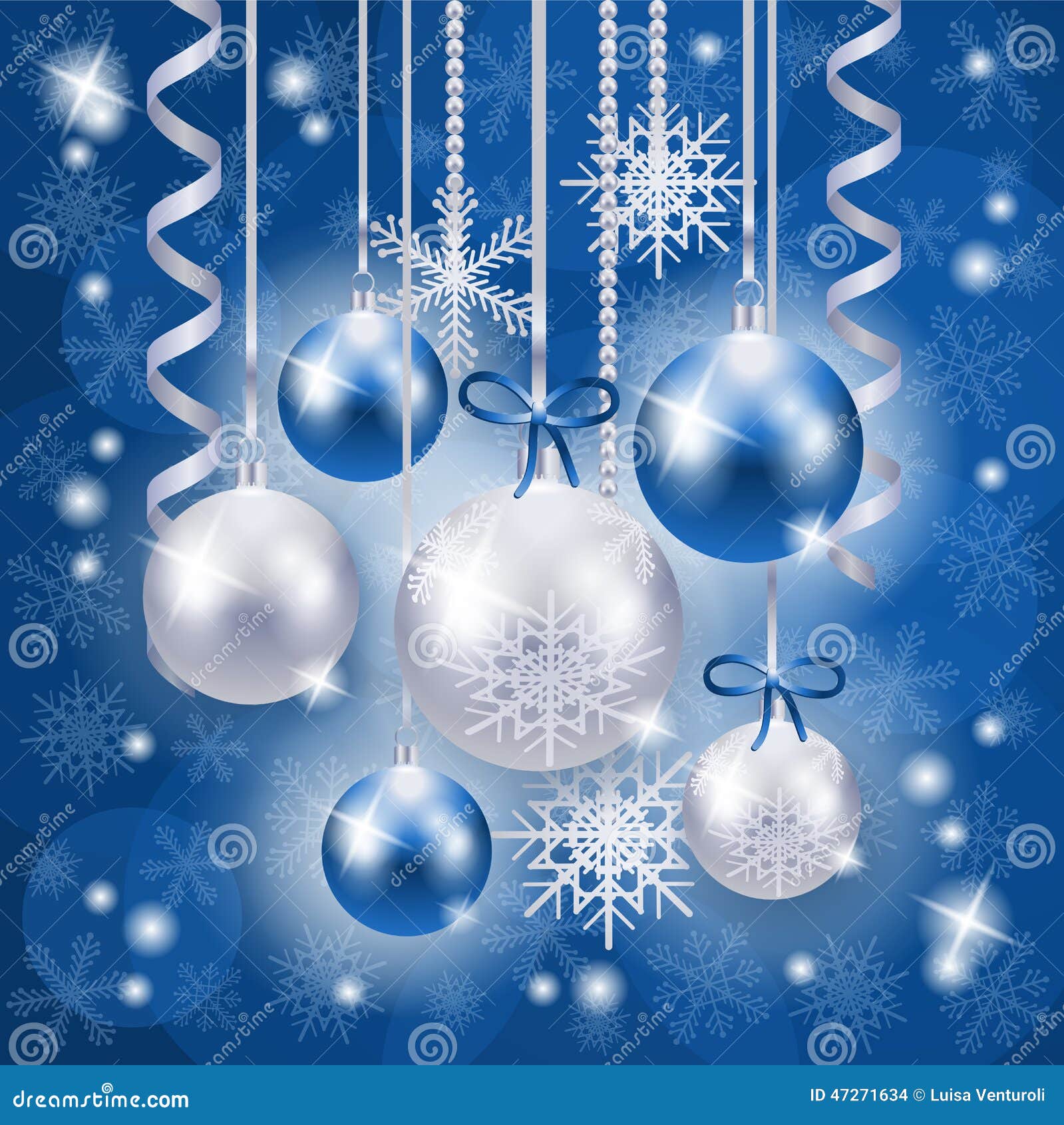 Christmas Background in Blue and Silver on Snowflakes Background Stock ...