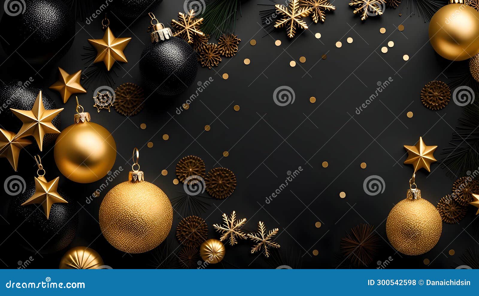 Festive Elegance: Realistic Festive Backdrop, Golden And Blue Balloons ...