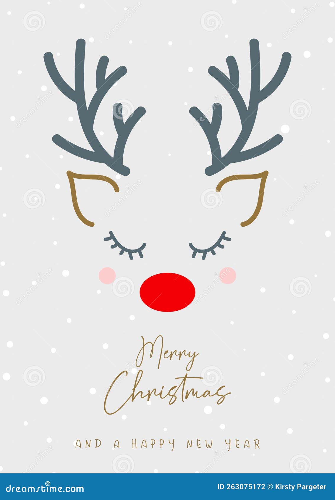 Christmas Background with Cute Reindeer Face Stock Illustration ...