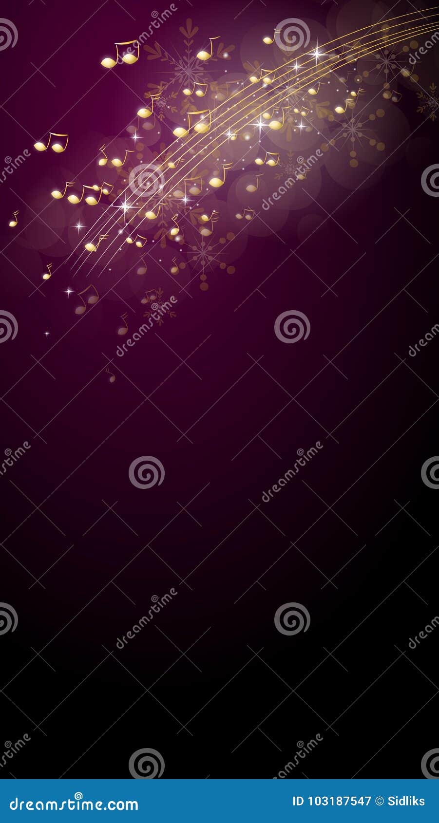 Christmas Background Decorated with Music Notes Stock Illustration ...