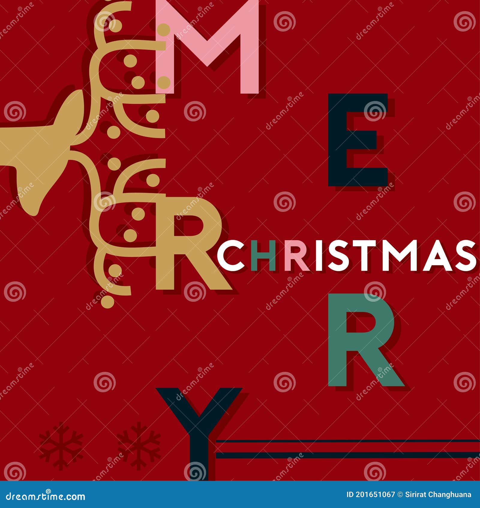 Red Merry Christmas Greeting Card.Vector Illustration Stock Vector ...