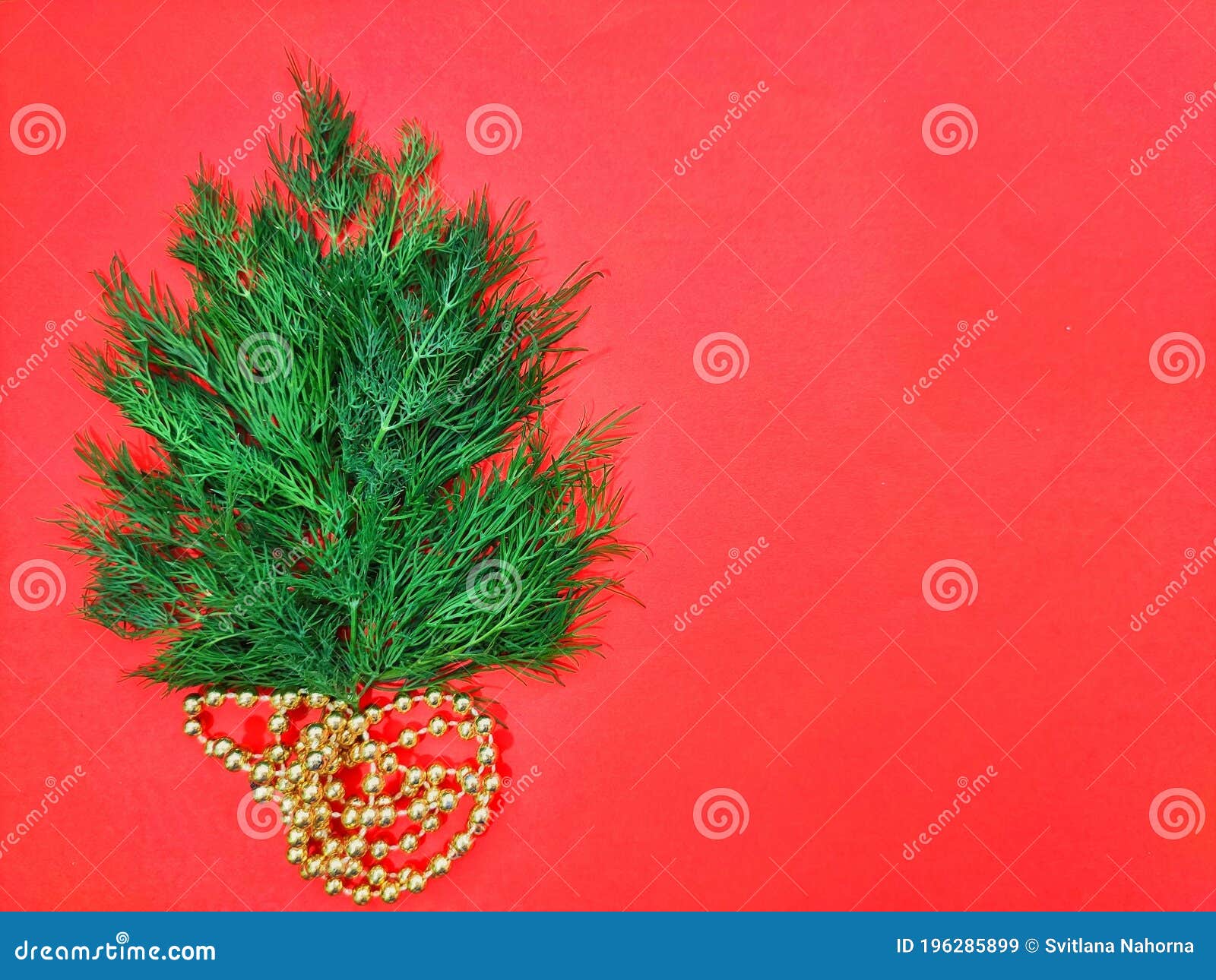 Christmas Background. Dill Leaves in the Form of a Christmas Tree on a ...