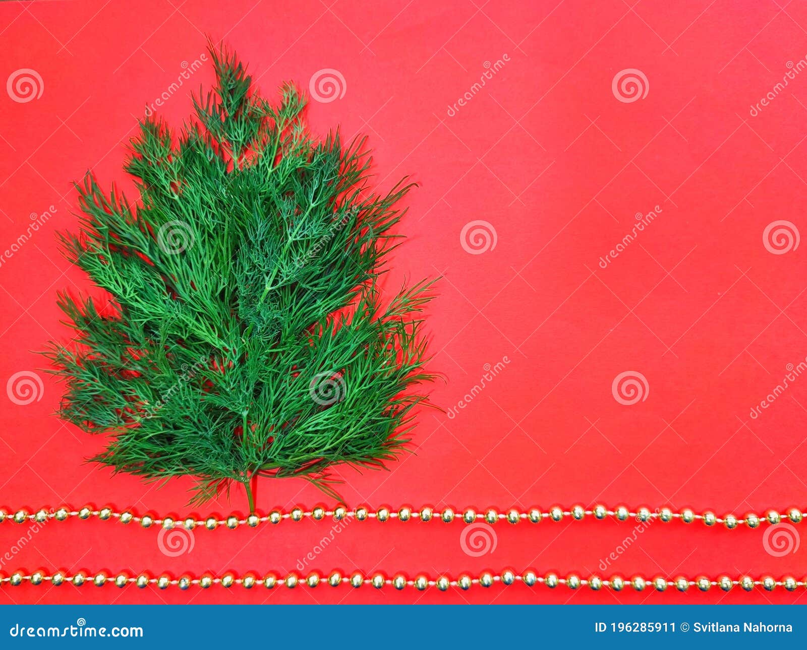 Christmas Background. Dill Leaves in the Form of a Christmas Tree on a ...