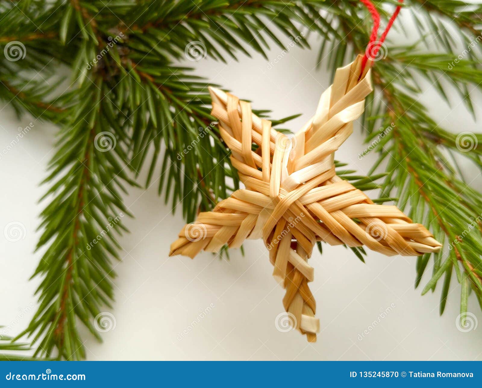 Christmas Background with Fir Tree Branch, Star Stock Photo - Image of ...