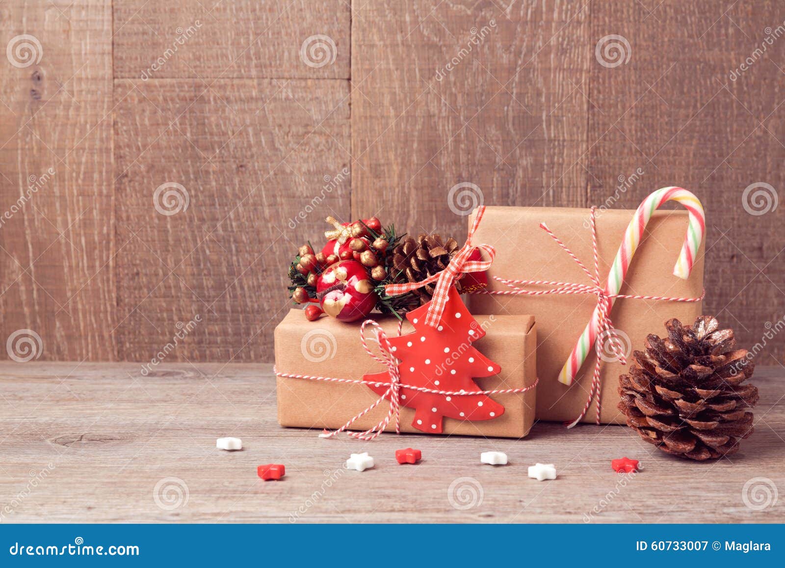 352 Christmas Gift Boxes Decorations Rustic Style Stock Photos - Free ...