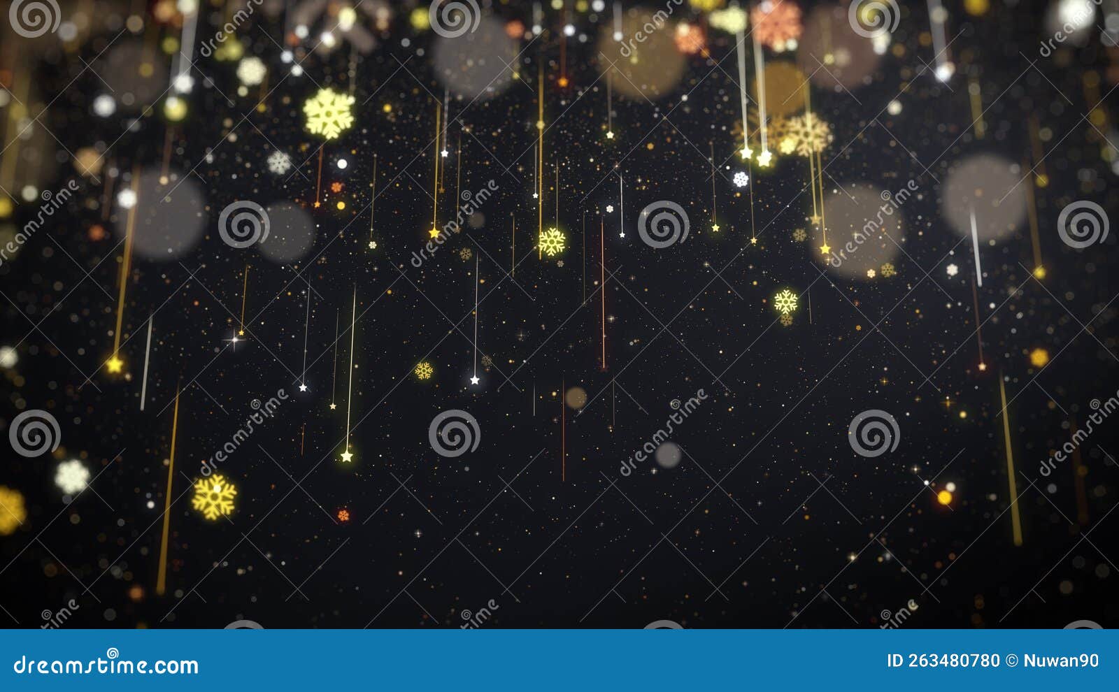 Christmas Background with Gold Snowflakes, Star and Particles Falling ...