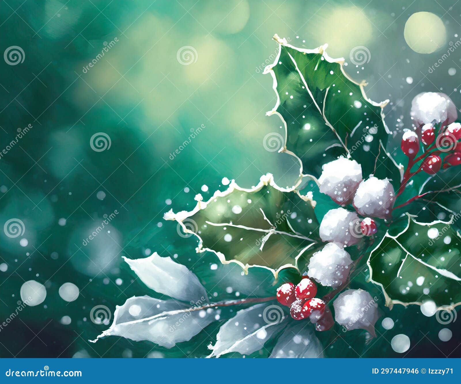 Christmas Background with Holly Berry Branch and Copy Space Stock ...